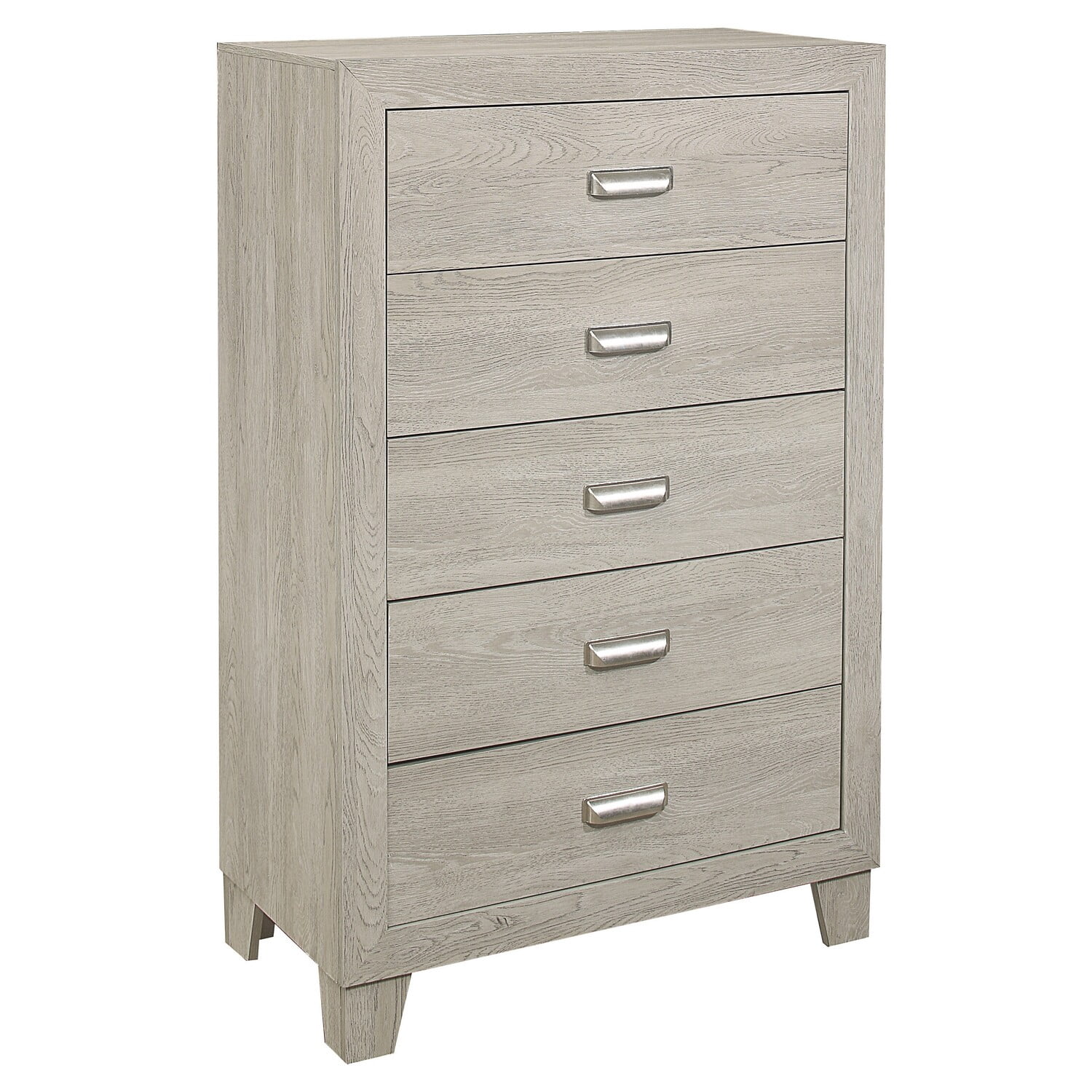 5 Drawer Wooden Chest with Grain Details and Cup Pulls, Light Brown ...