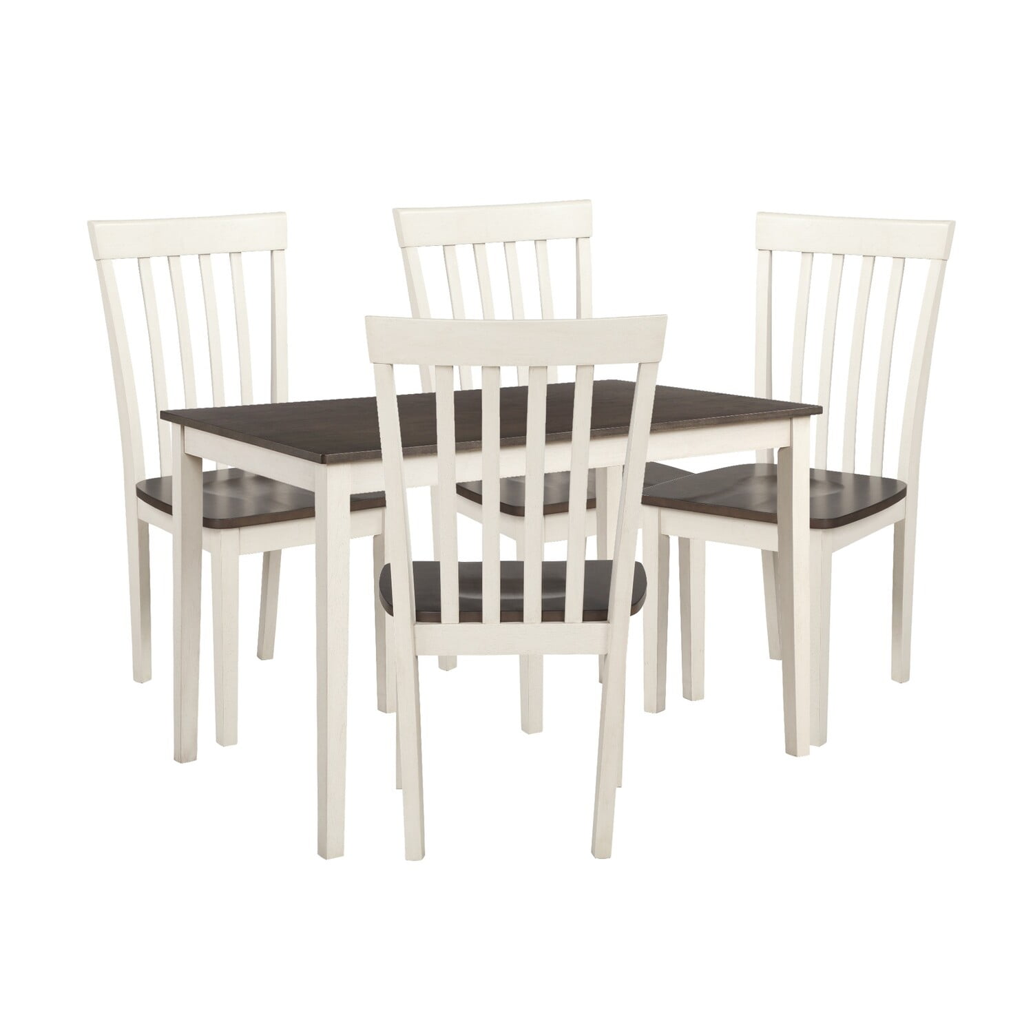 Benjara 5 Piece Dining Table Set with 4 Chairs, Wood Frame, White and ...