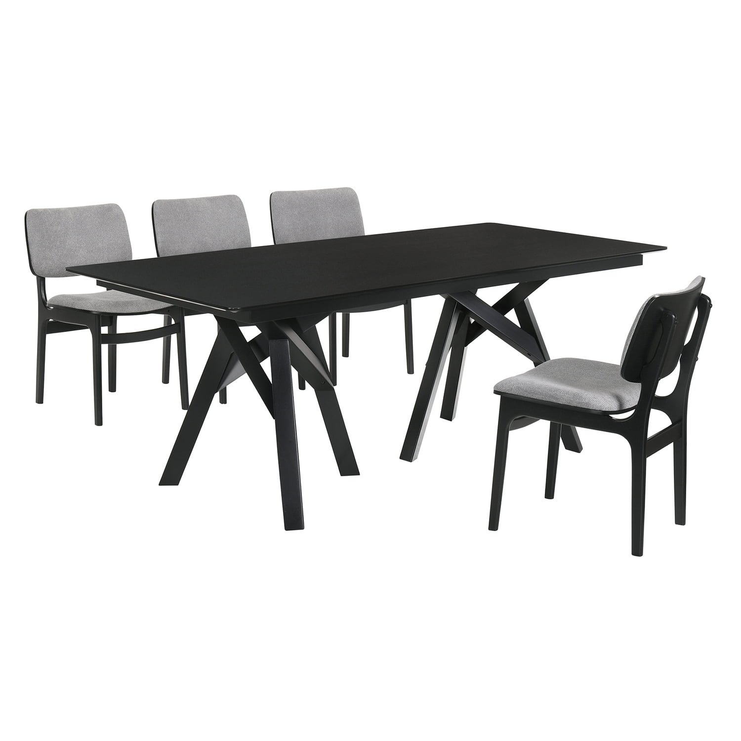 Benjara 5 Piece Rectangular Dining Table Set, Black and Gray - Walmart.com