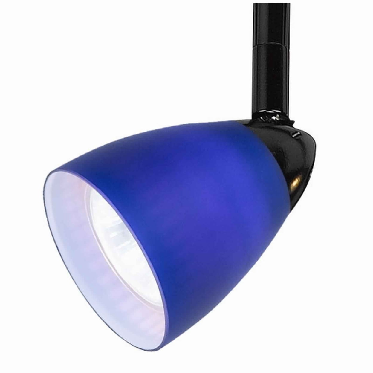 50 Watt Track Fixture with Handblown Glass Shade, Black and Blue ...