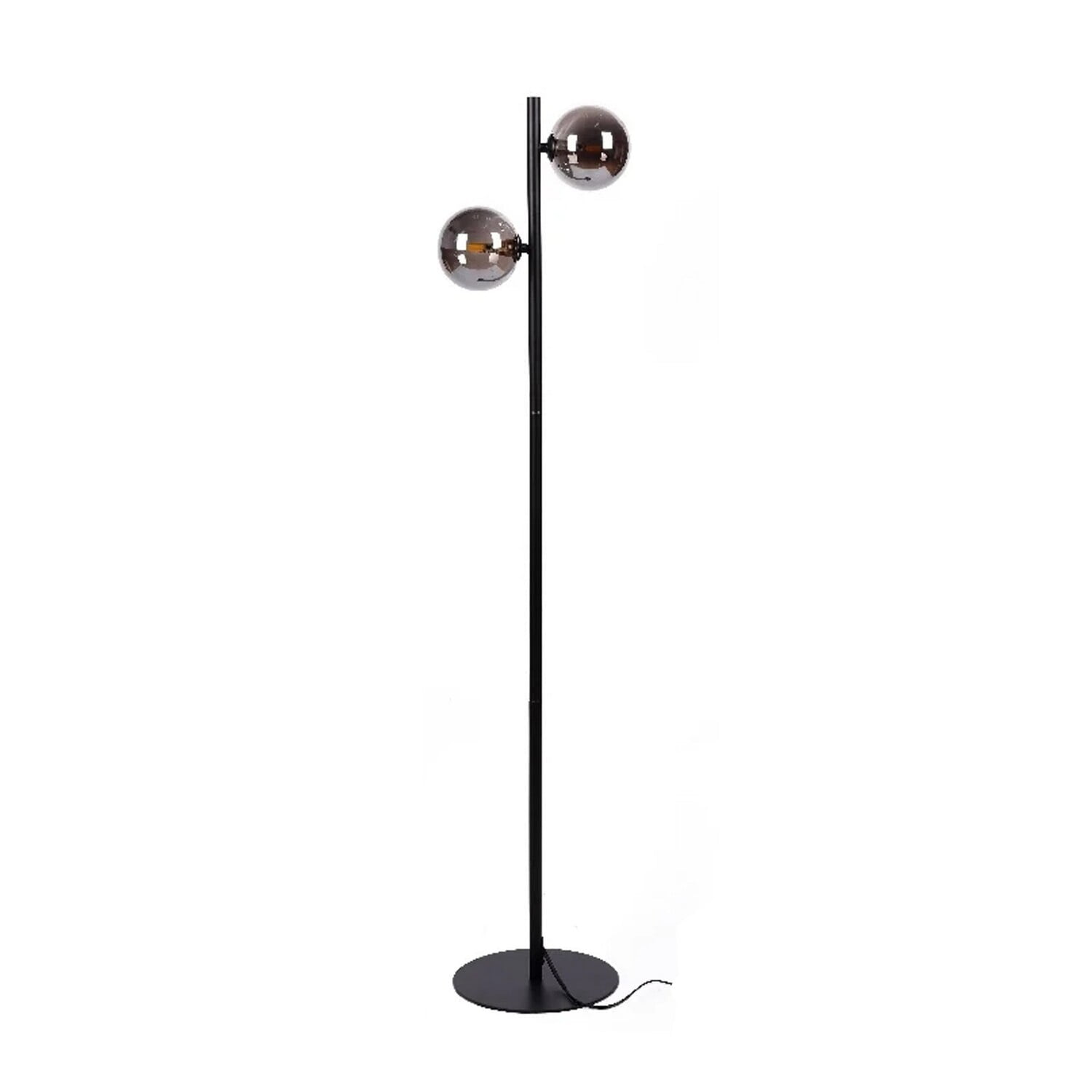 Benjara 51 Inch Modern Floor Lamp, 2 Side Lights with Round Glass ...