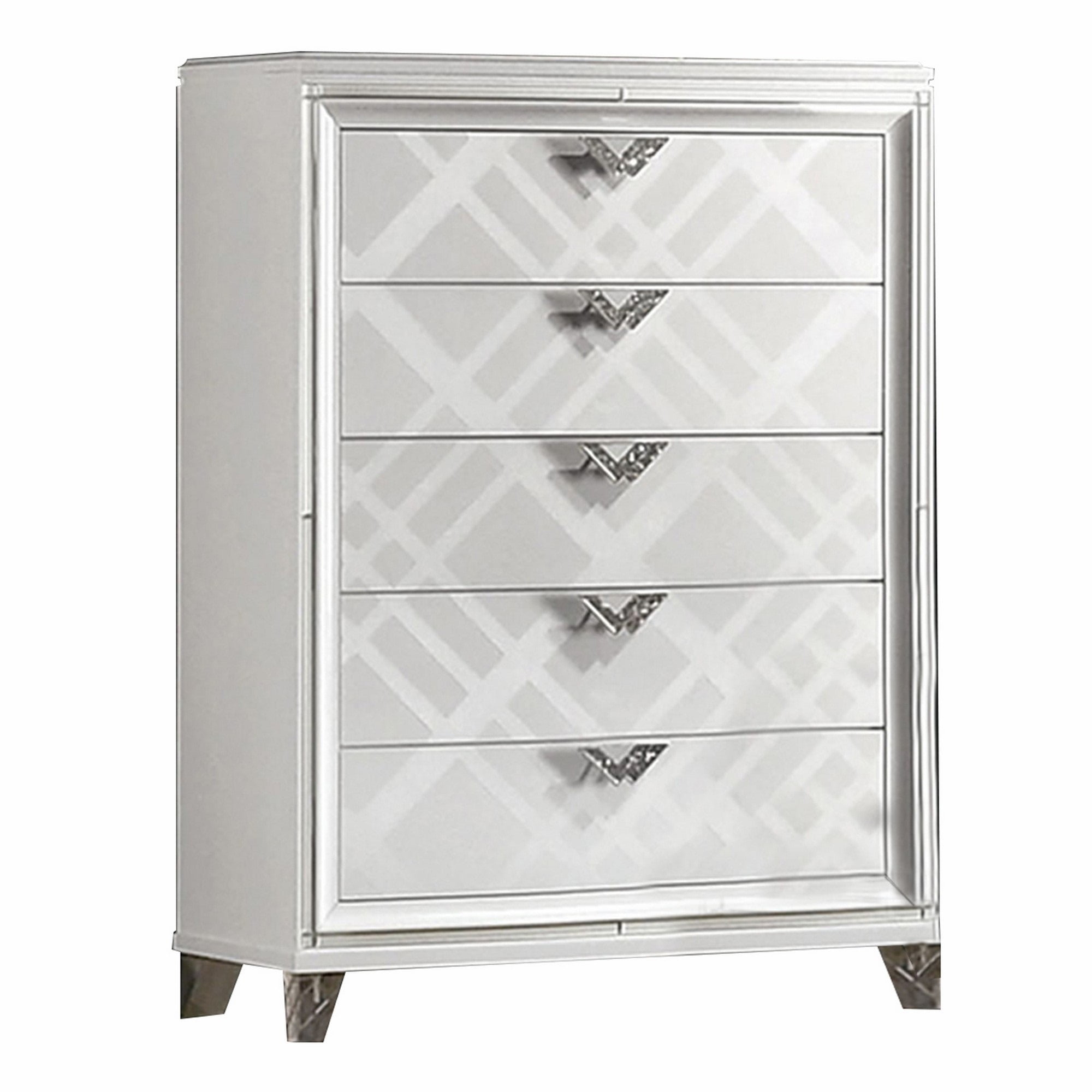 Benjara Beli 54 Inch 5 Drawer Tall Dresser Chest, Carved Acrylic Feet ...
