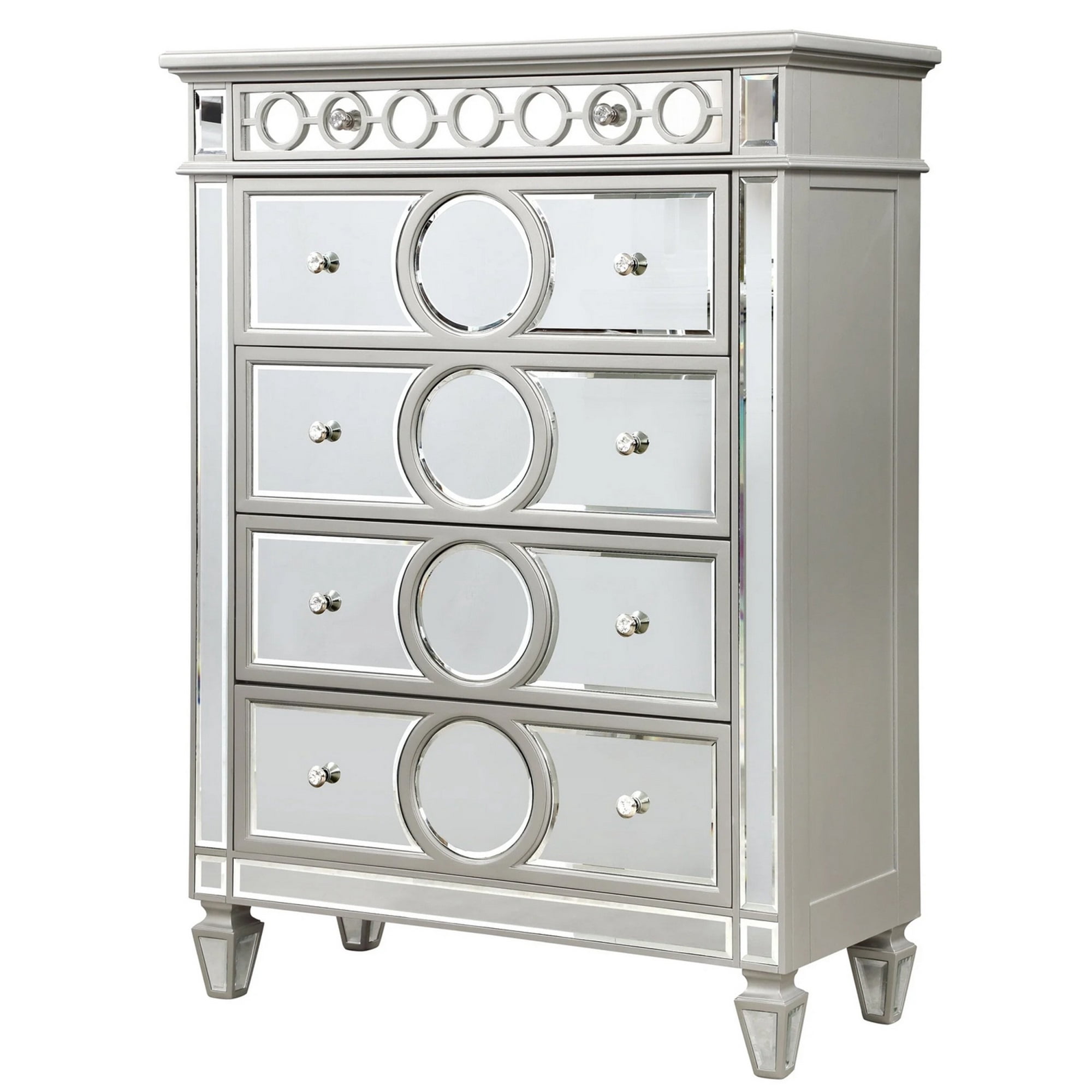 Benjara Jack 54 Inch Tall Dresser Chest, Mirror Panels, Circular Design ...