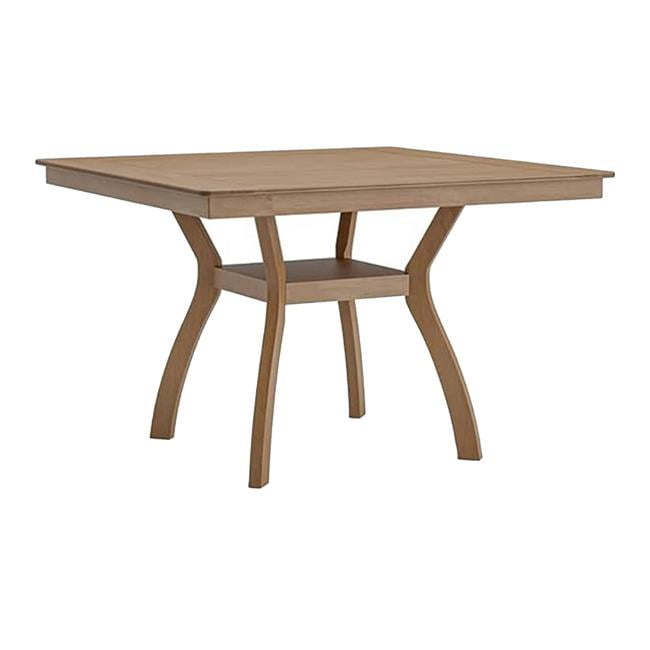 Benjara 54 in. Upi Counter Height Square Table with Curved Legs, Brown ...