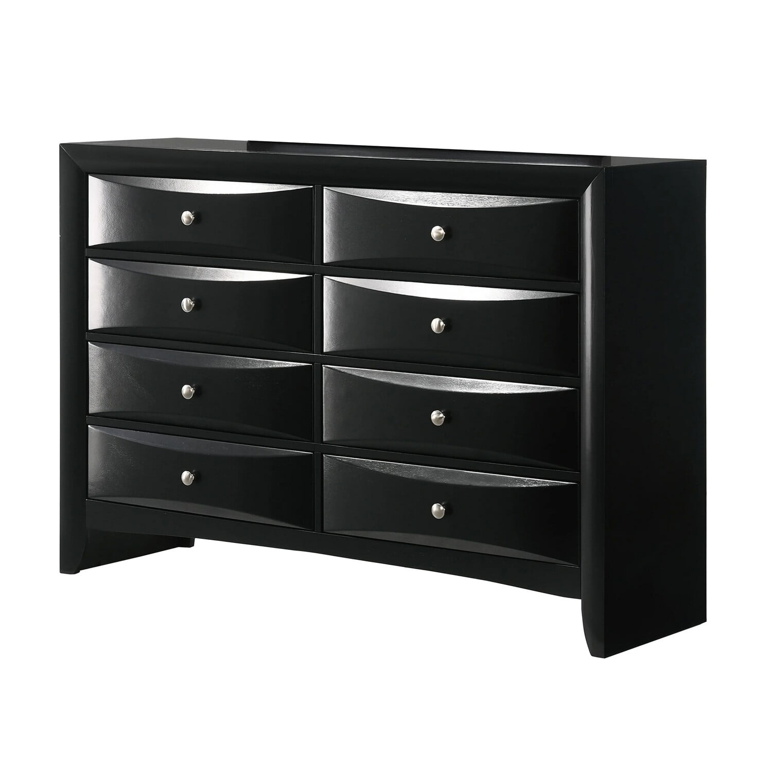 Flash 58 Inch Wide Dresser with Mirror, 8 Beveled Drawers, Modern Black ...