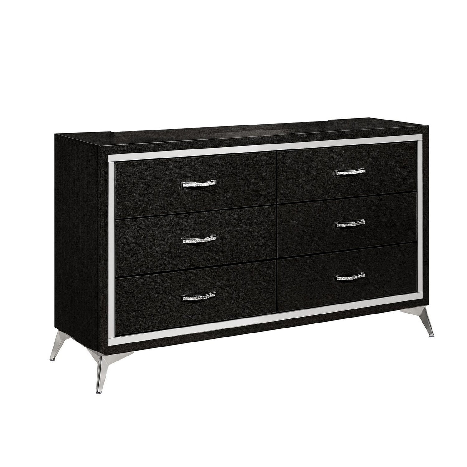 Benjara Sami 58 Inch Wide Dresser, 6 Drawers, Mirror Trim, Embossed ...