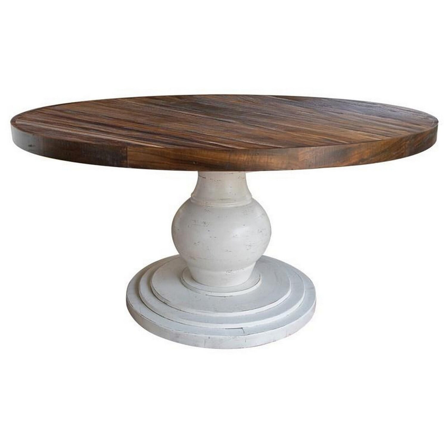 Benjara Ive 59 Inch Dining Table, Pedestal Base, Round Top, Classic ...