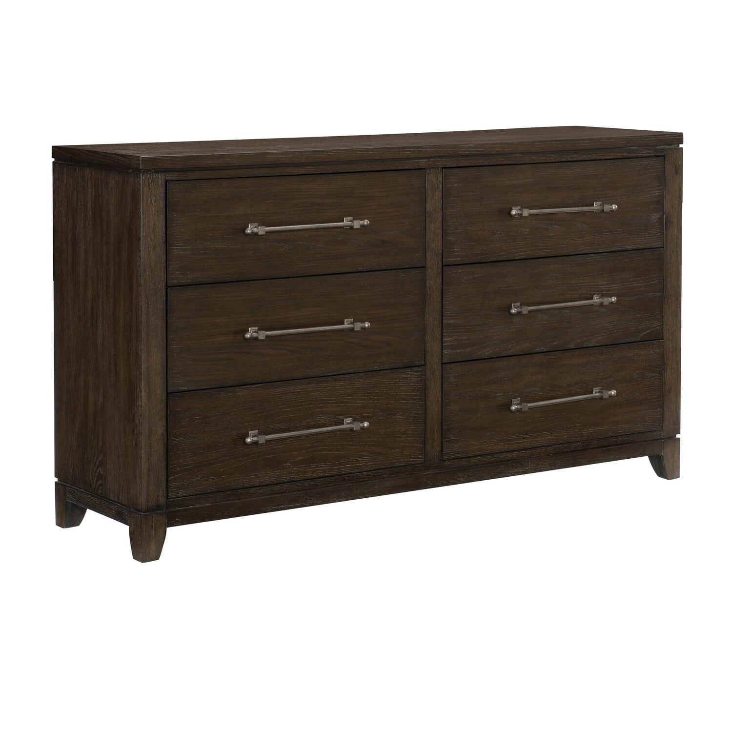 Benjara 6 Drawer Wooden Dresser with Bar Handles and Distressed Detail ...