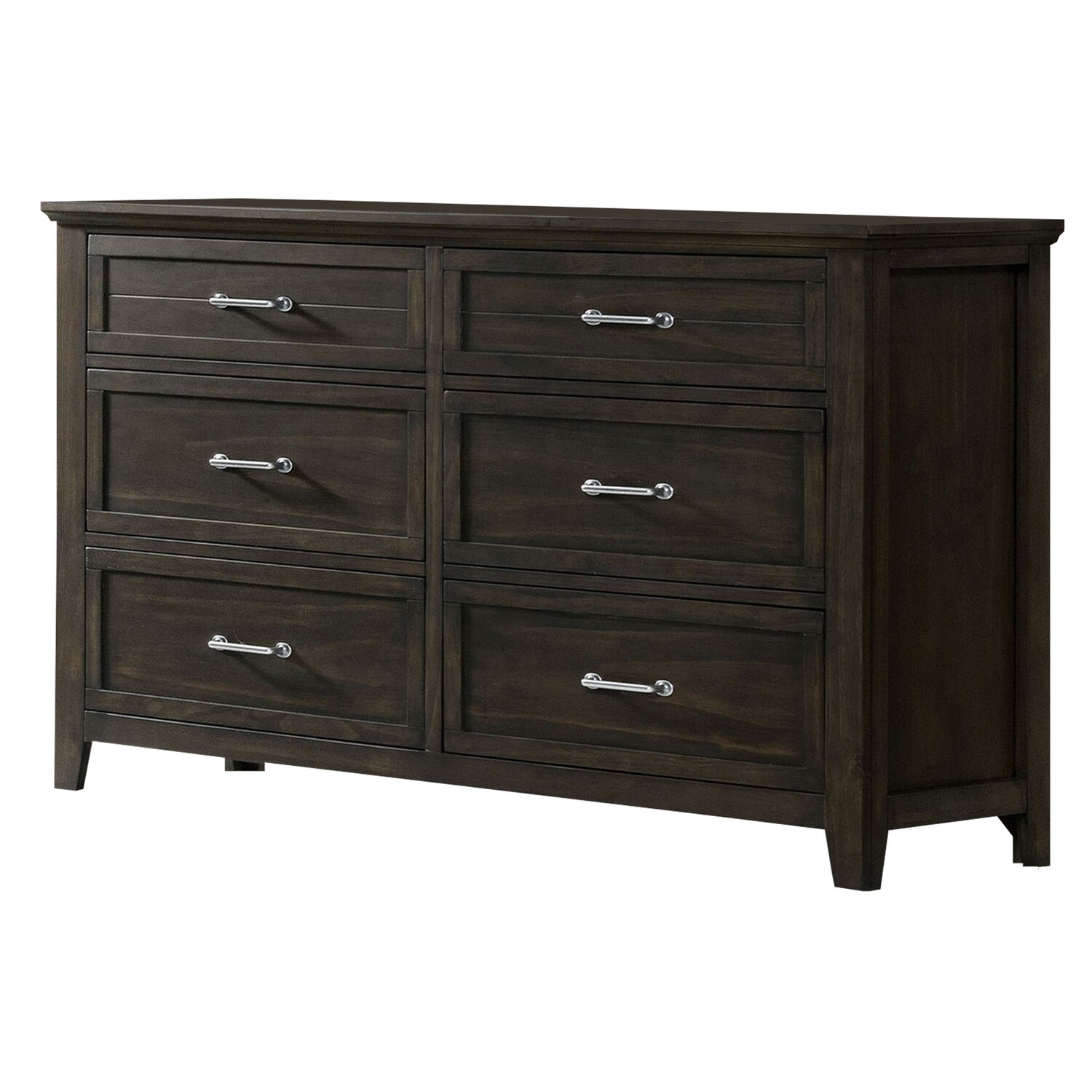 Benjara 6 Drawer Wooden Dresser with Molded Trim Top, Walnut Brown ...