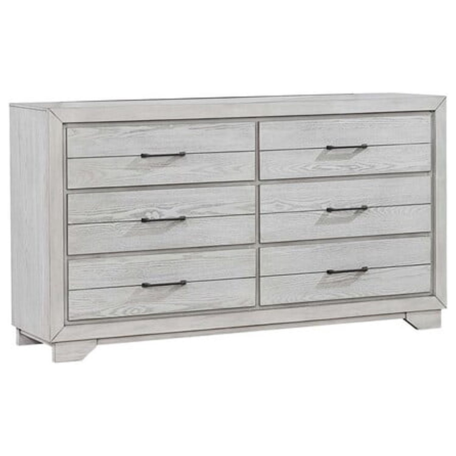 Benjara 6 Drawers Wooden Frame Dresser with Bracket Legs, Antique White ...