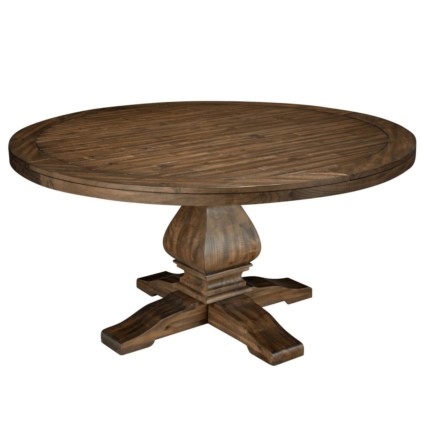 60-Inch Round Dining Table, Carved Pedestal Base, Reclaimed Walnut ...