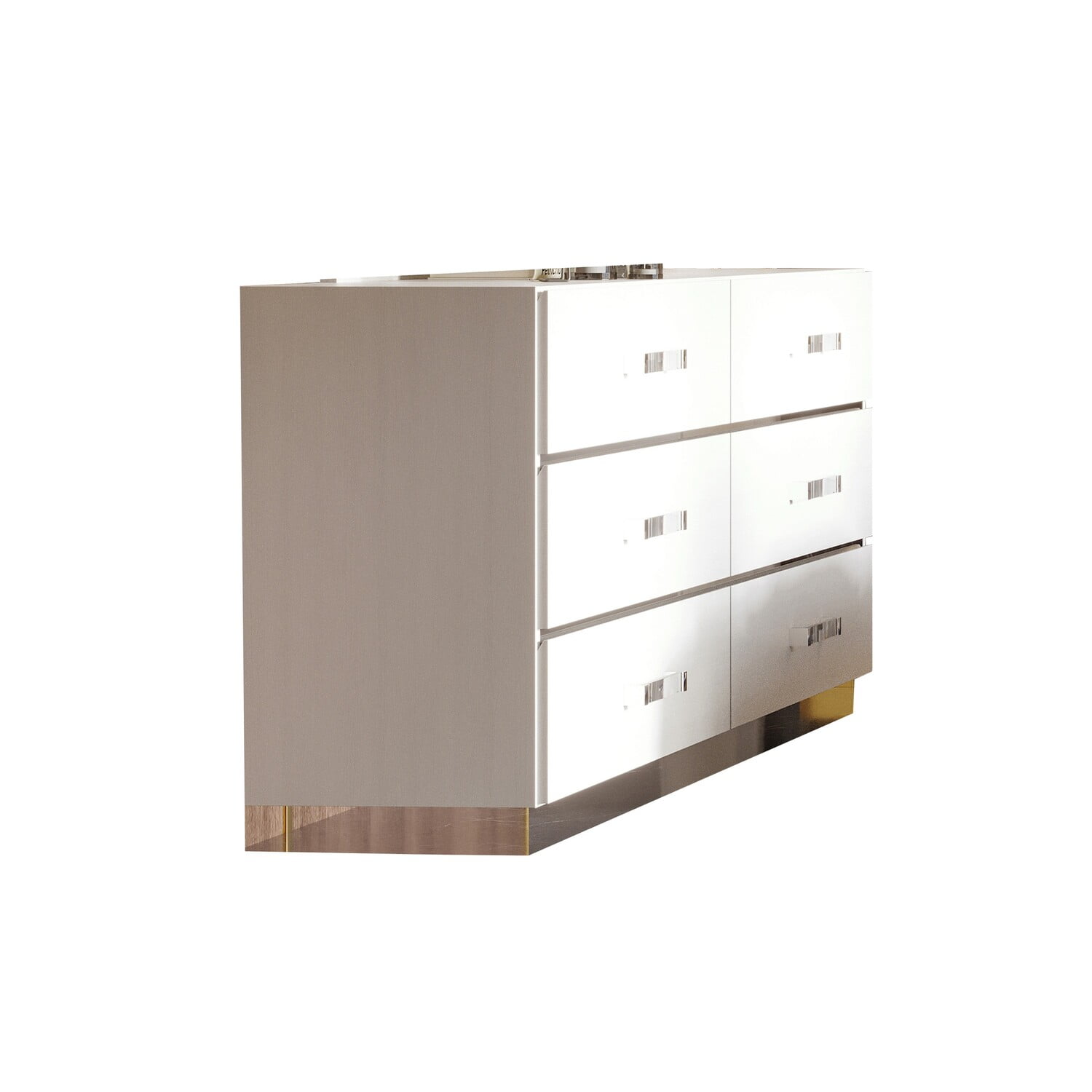 Benjara Ruo 60 Inch Modern Wide Dresser, 6 Drawers, Chrome Plinth Base ...