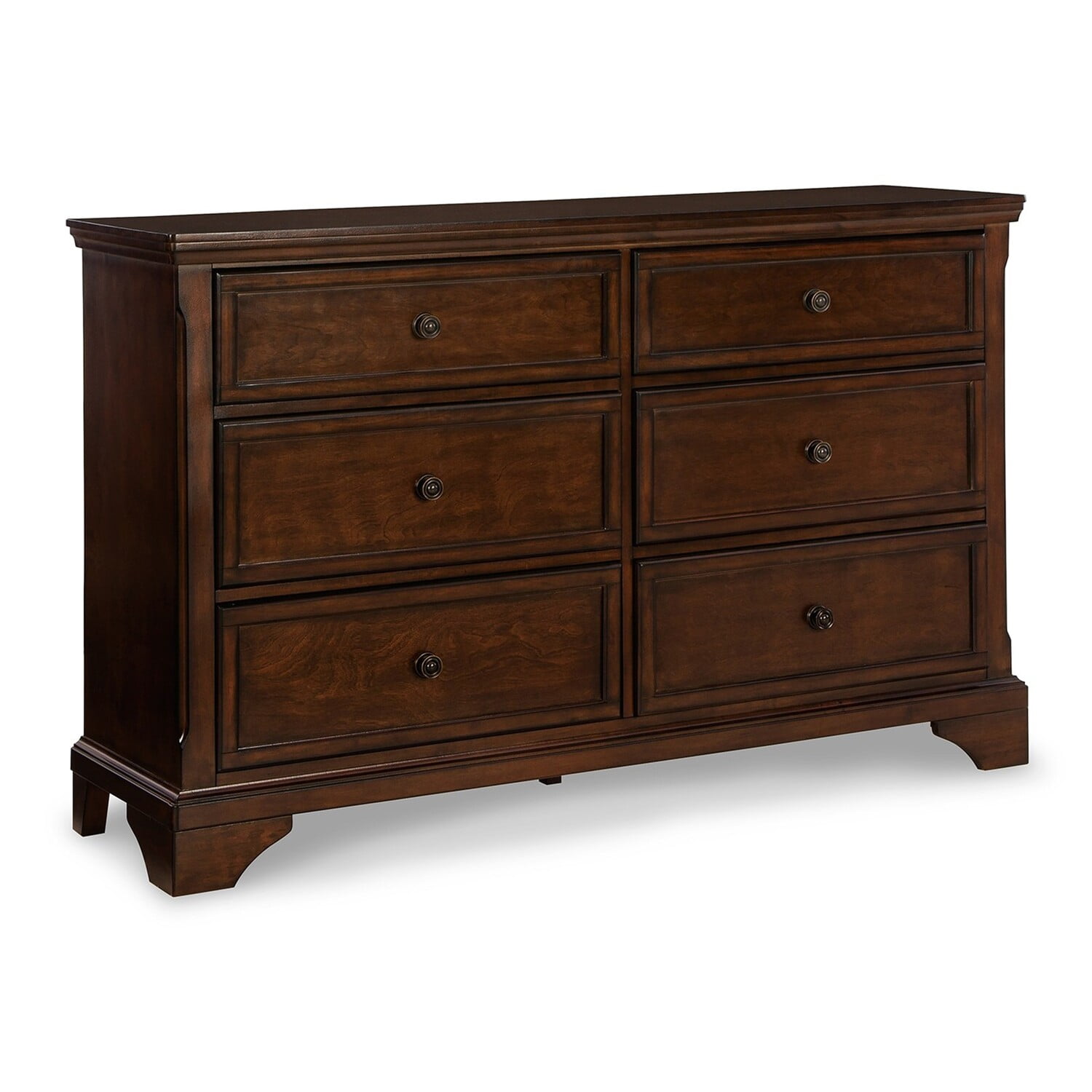 Benjara 64 in. Ada 6 Gliding Drawers Dark Brown Exterior Wide Dresser ...