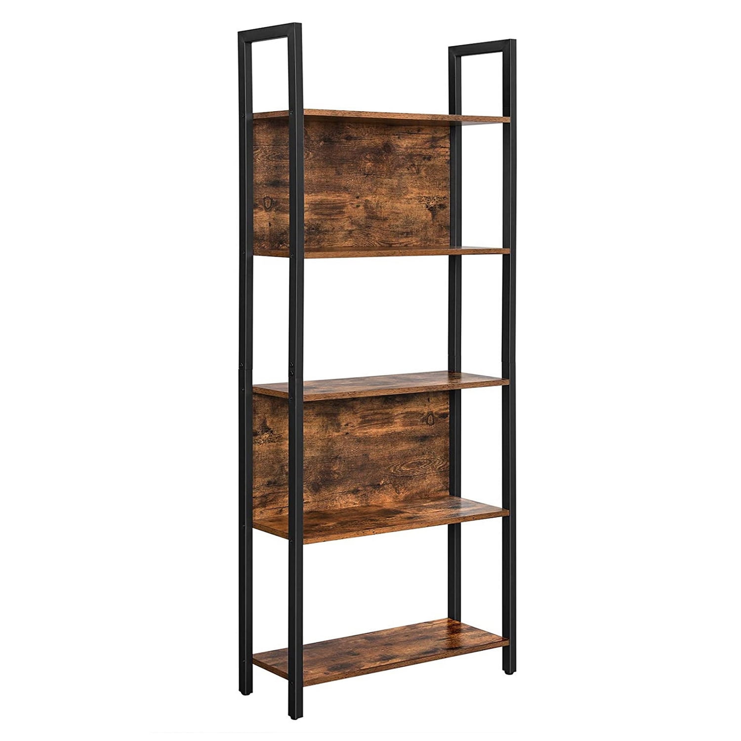 65 Inches 5 Tier Metal Frame Bookcase, Brown and Black- Saltoro Sherpi ...