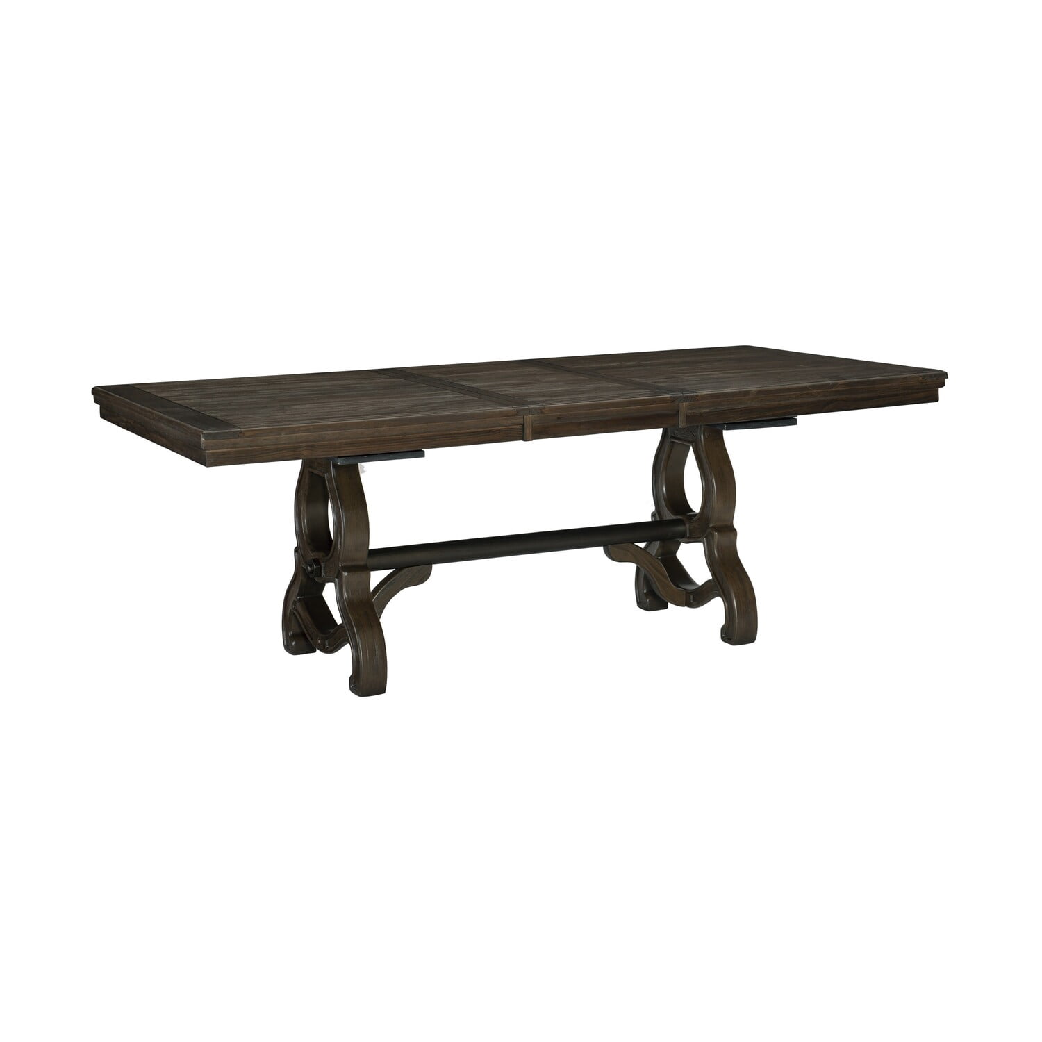 Benjara Vill 68-86 Inch Dining Table, Extension Leaf, Metal Braces ...