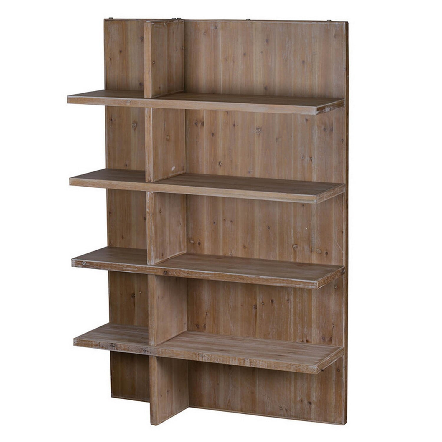 Benjara 70 Inch Bookcase Display Shelves, Segmented Design, Fir Wood ...