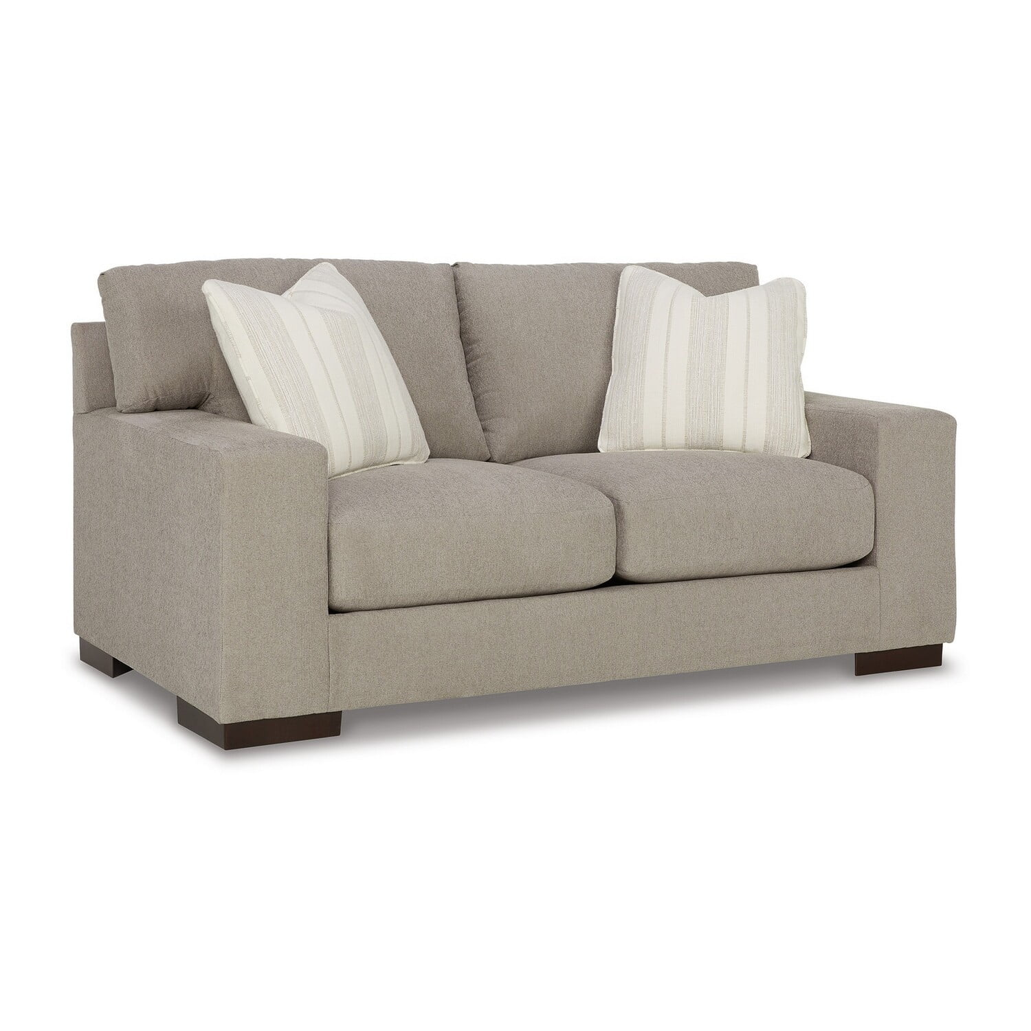 Benjara Magg 70 Inch Loveseat, 2 Ivory Throw Pillows, Soft Flax Beige ...
