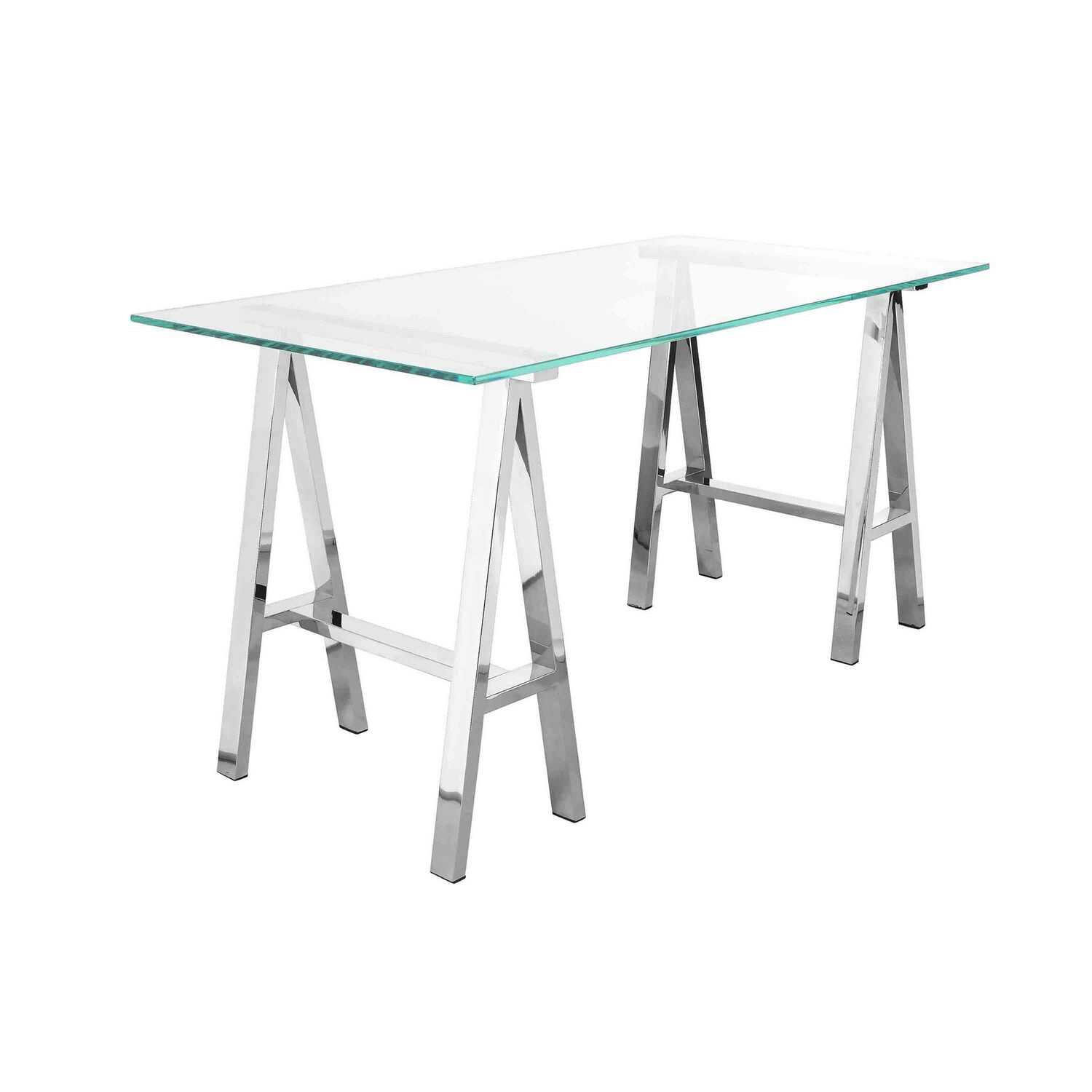 Benjara Ayd 71 Inch Office Desk, Clear Tempered Glass Top, Angled ...
