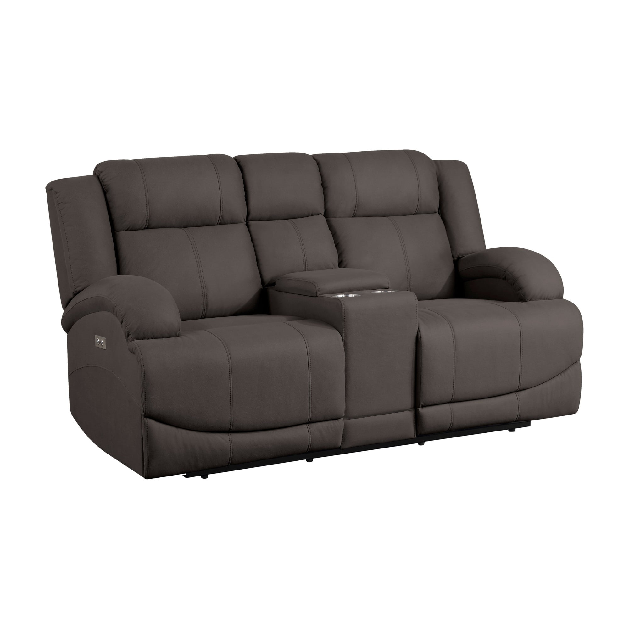 Kate 71 Inch Power Double Recliner Loveseat, Center Console, USB, Brown ...