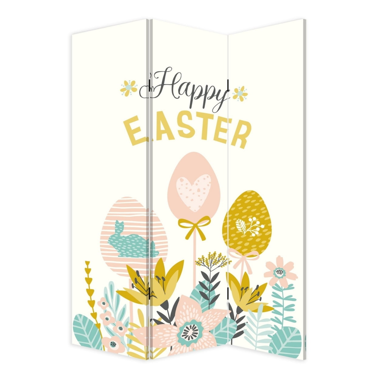 72 Inch 3 Panel Canvas Room Divider with Easter Print,Multicolor ...