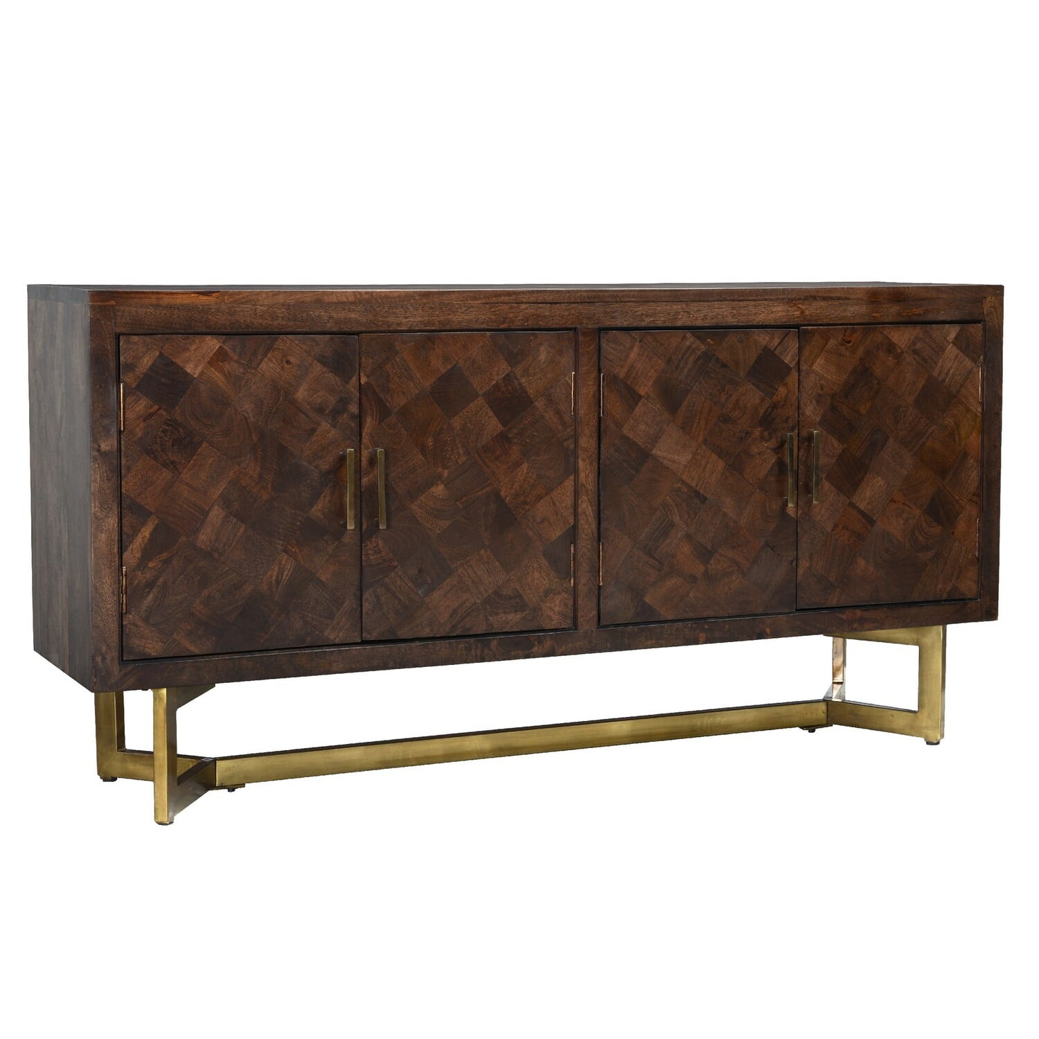 Benjara 72 Inch Mango Wood Sideboard Buffet, 2 Cabinet, Diamond Pattern ...