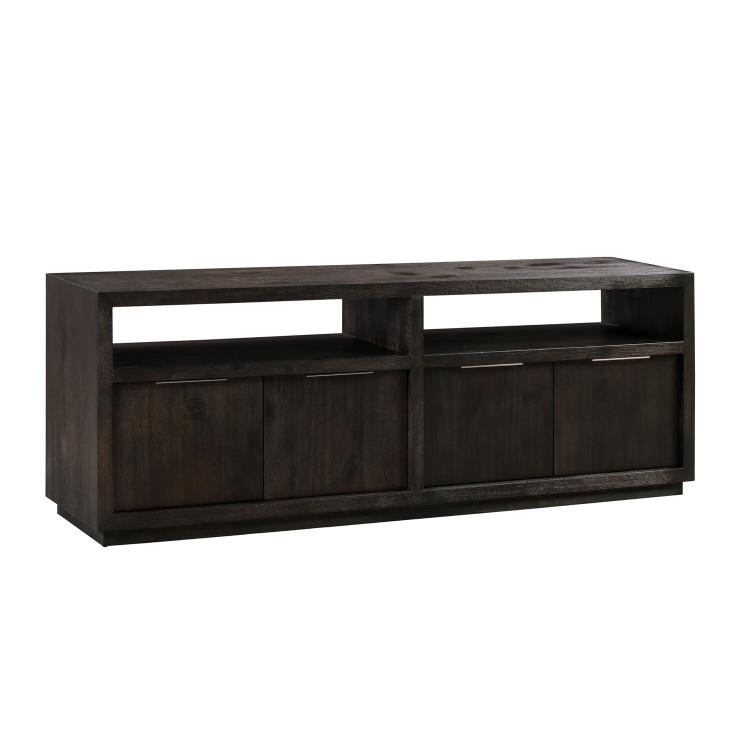 Benjara 74 Inches Grained 2 Door Media Console with Adjustable Shelf ...