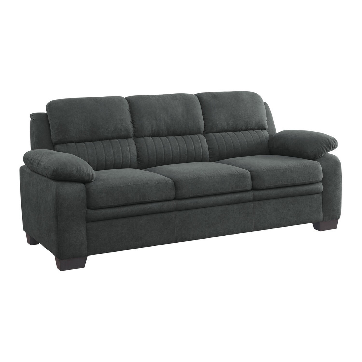 Benjara Hugh 80 Inch Sofa, Dark Gray Polyester, Soft Foam Cushioned ...
