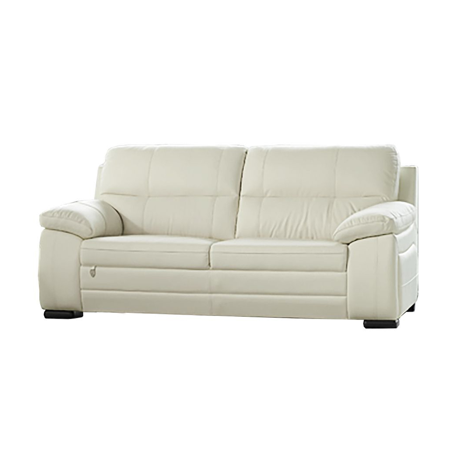 BenJara Zen Sofa, Ivory Italian Leather, Foam Cushions, Solid Hardwood ...