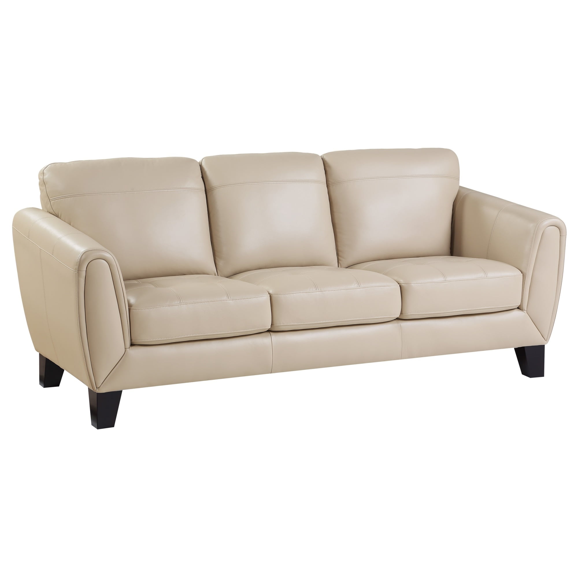 Sofy 83 Inch Sofa, Beige Top Grain and Faux Leather, Solid Wood Feet ...