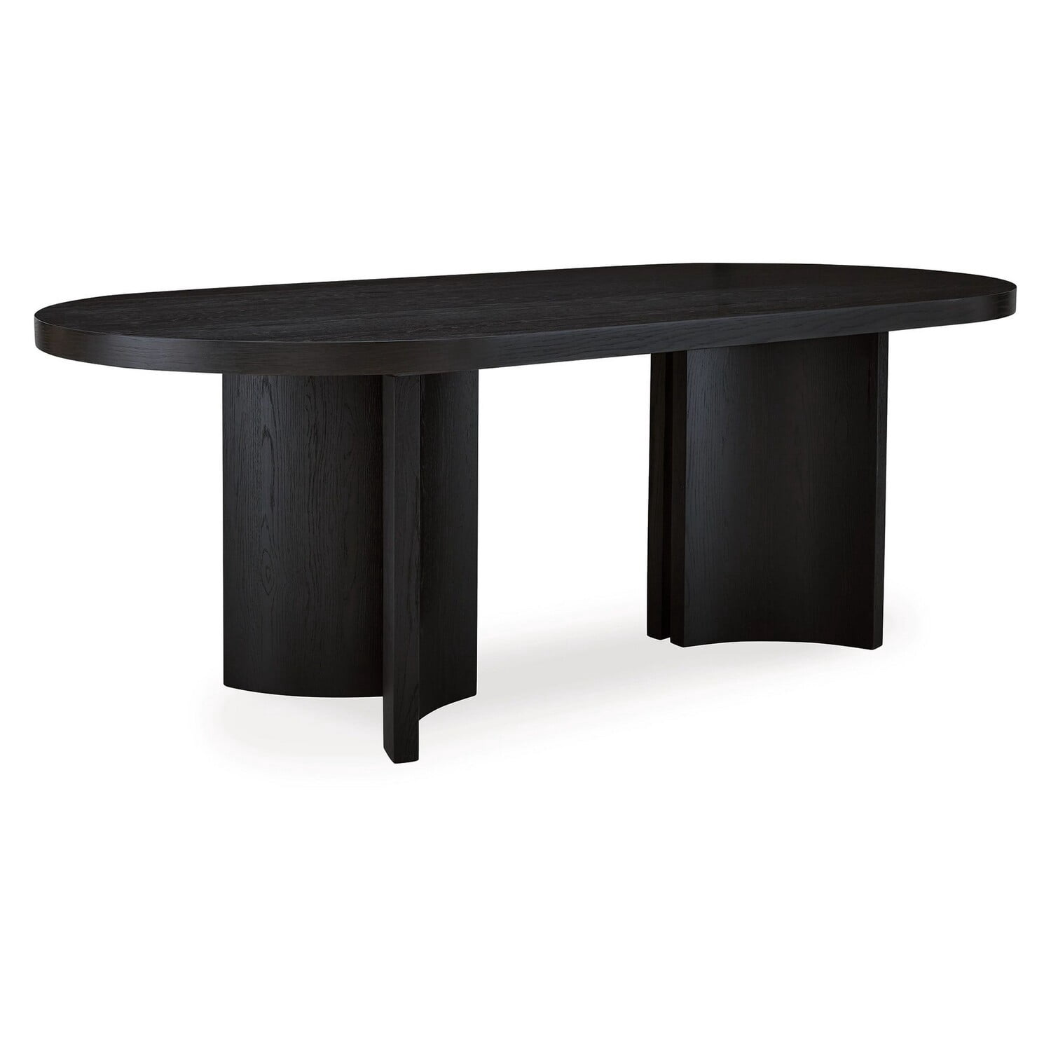 Benjara 86 Inch Dining Table, Oval Top, Pedestal Base, Curved, Black ...