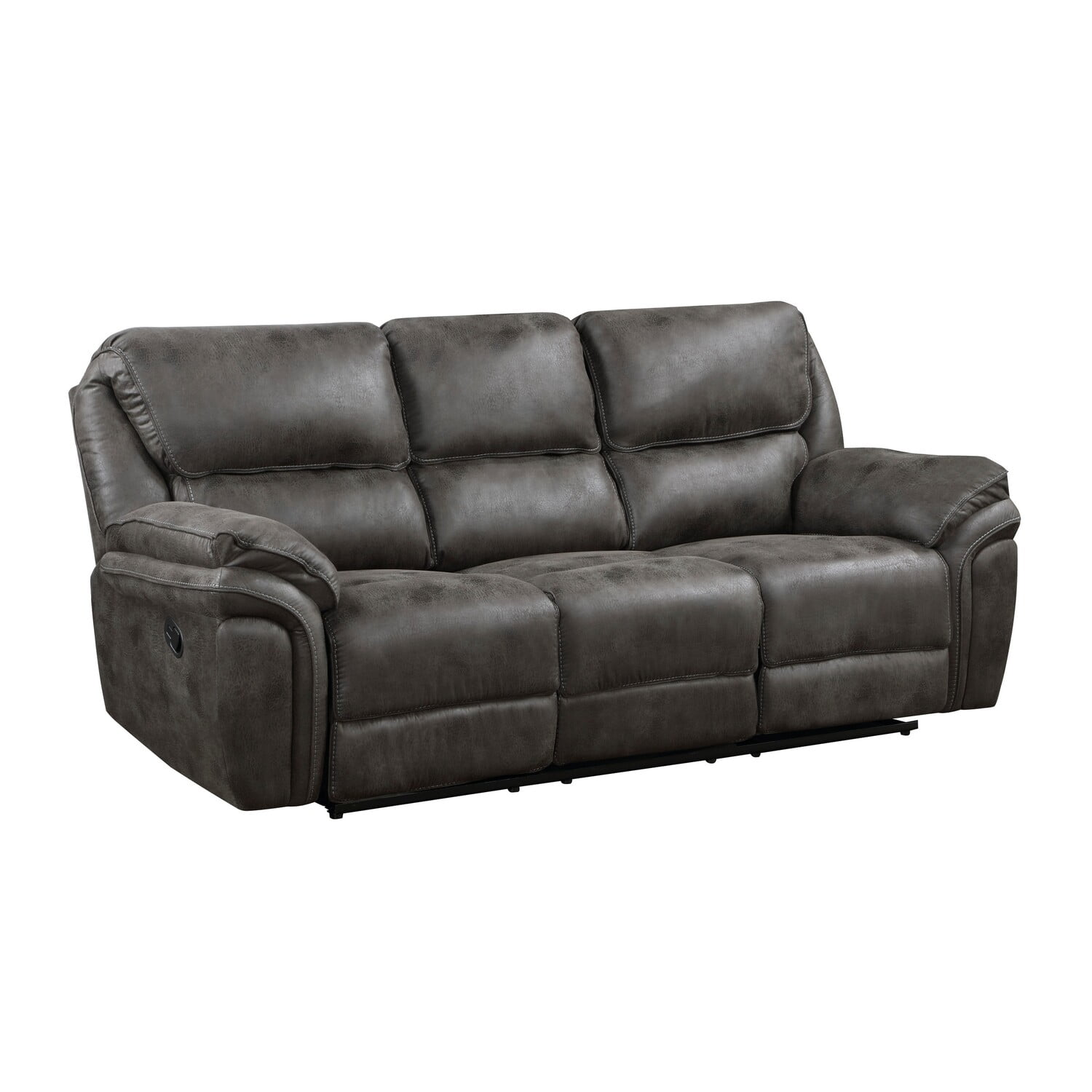 Benjara 86 in. Louise Dual Manual Recliner Faux Leather Sofa & Drop ...