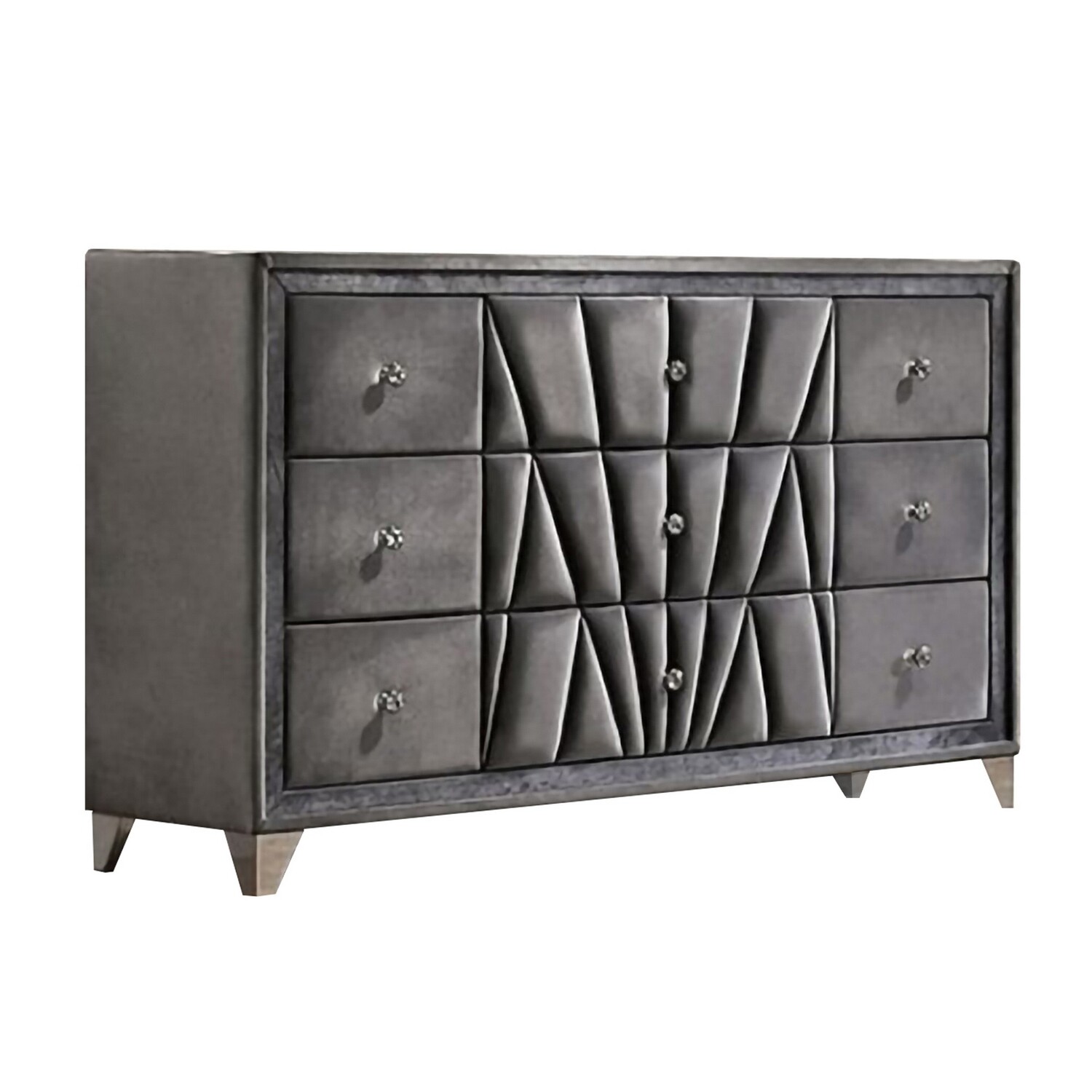 Benjara 9 Drawer Fabric Frame Dresser with Tufted Accents and Acrylic ...
