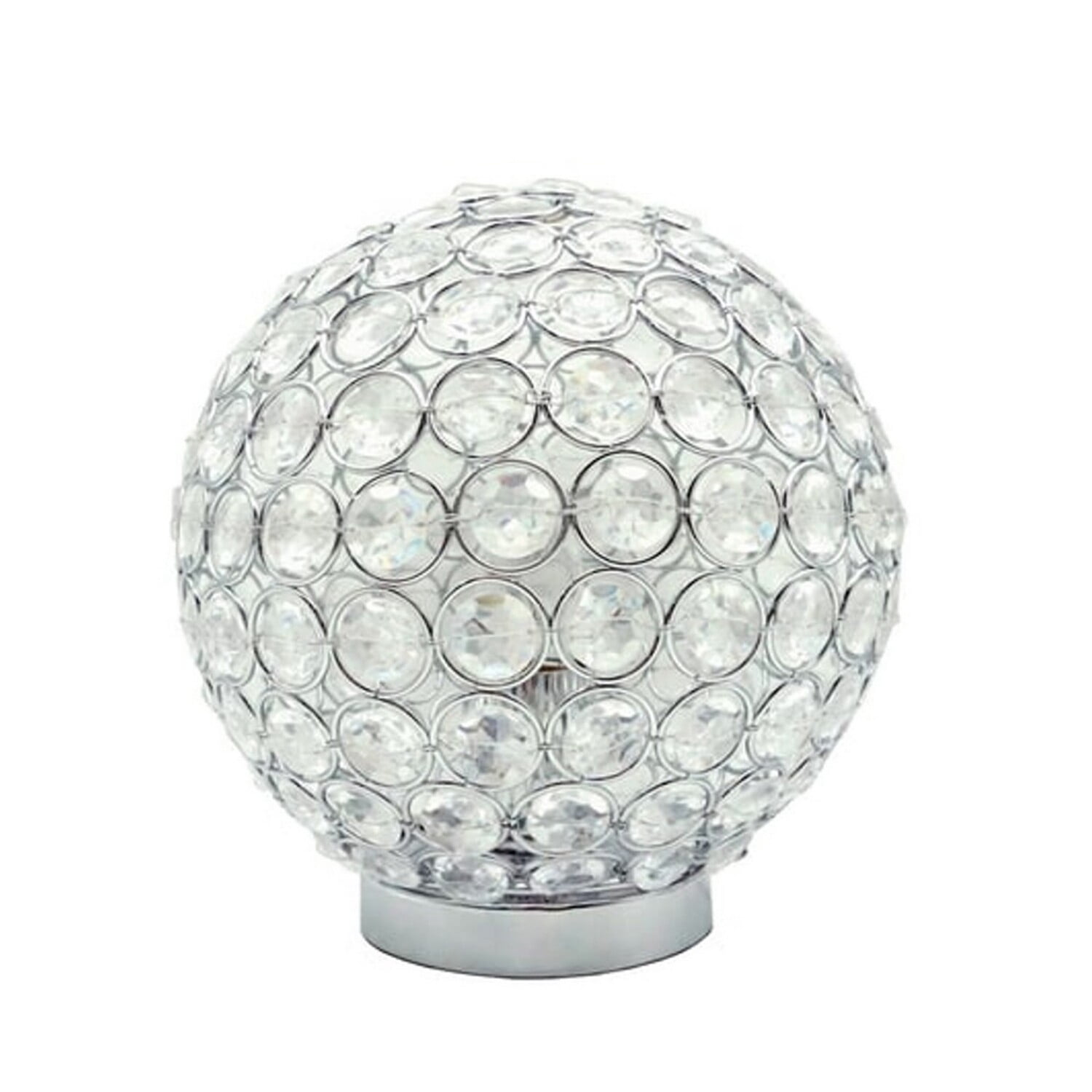 Benjara Denise 9 Inch Table Lamp, Round Metal Base, Crystal Ball Shade ...