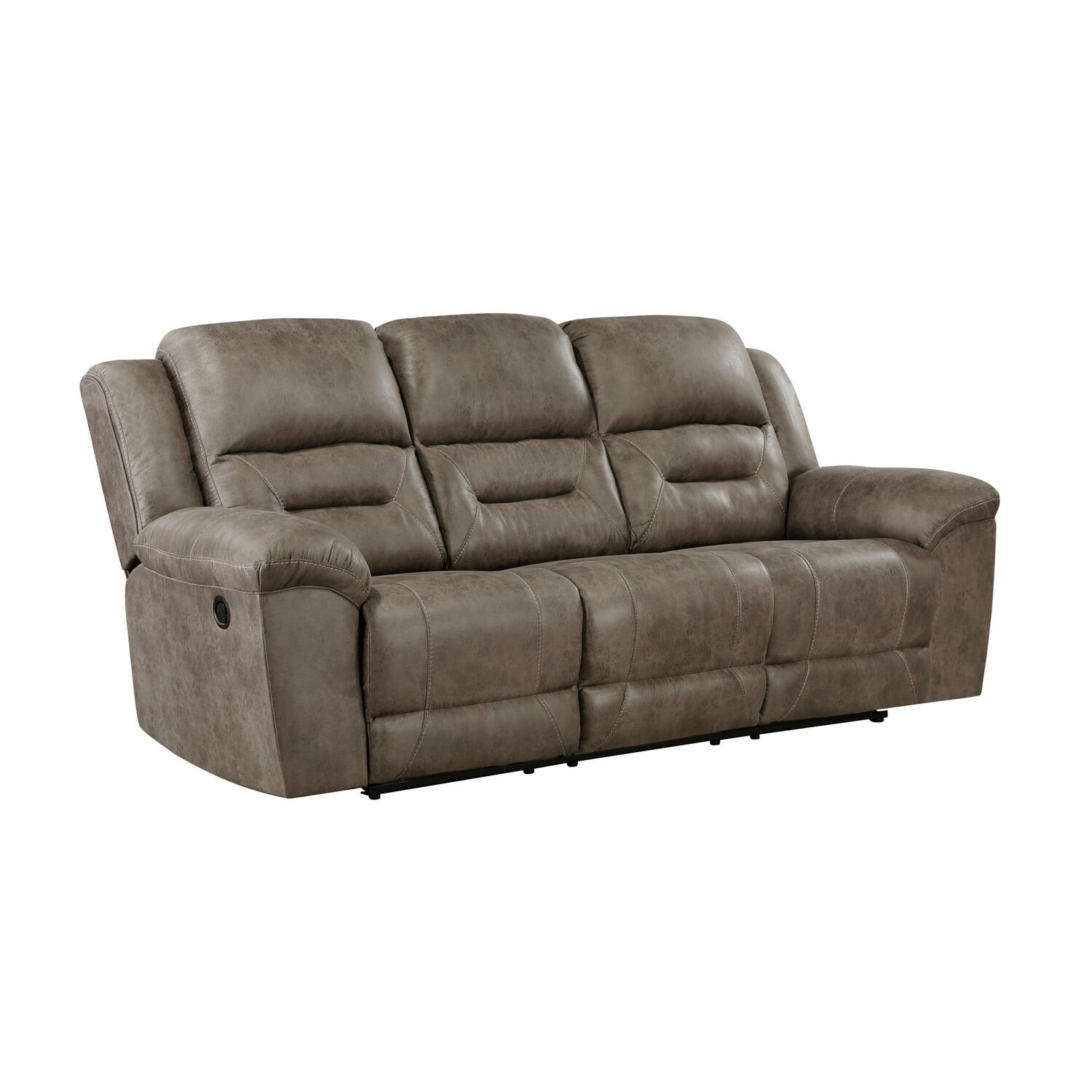 Henry 92 Inch Dual Manual Recliner Sofa Brown Microfiber, Solid Wood ...