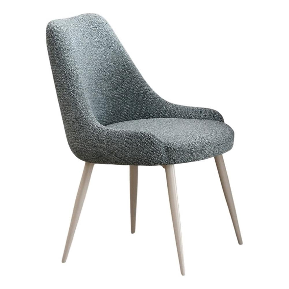 Aela Side Dining Chair Set of 2-Light Blue Boucle-Bone White Metal ...