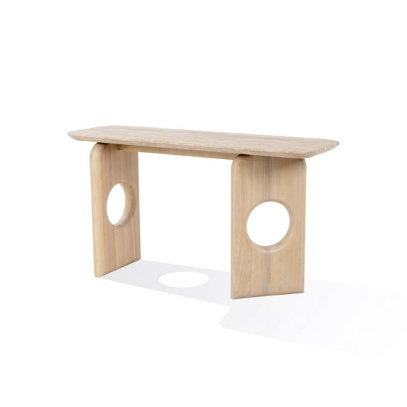 Aky 55 Inch Console Table, Faux Marble Top, Open Panel Frame, Natural Brown - Walmart.com