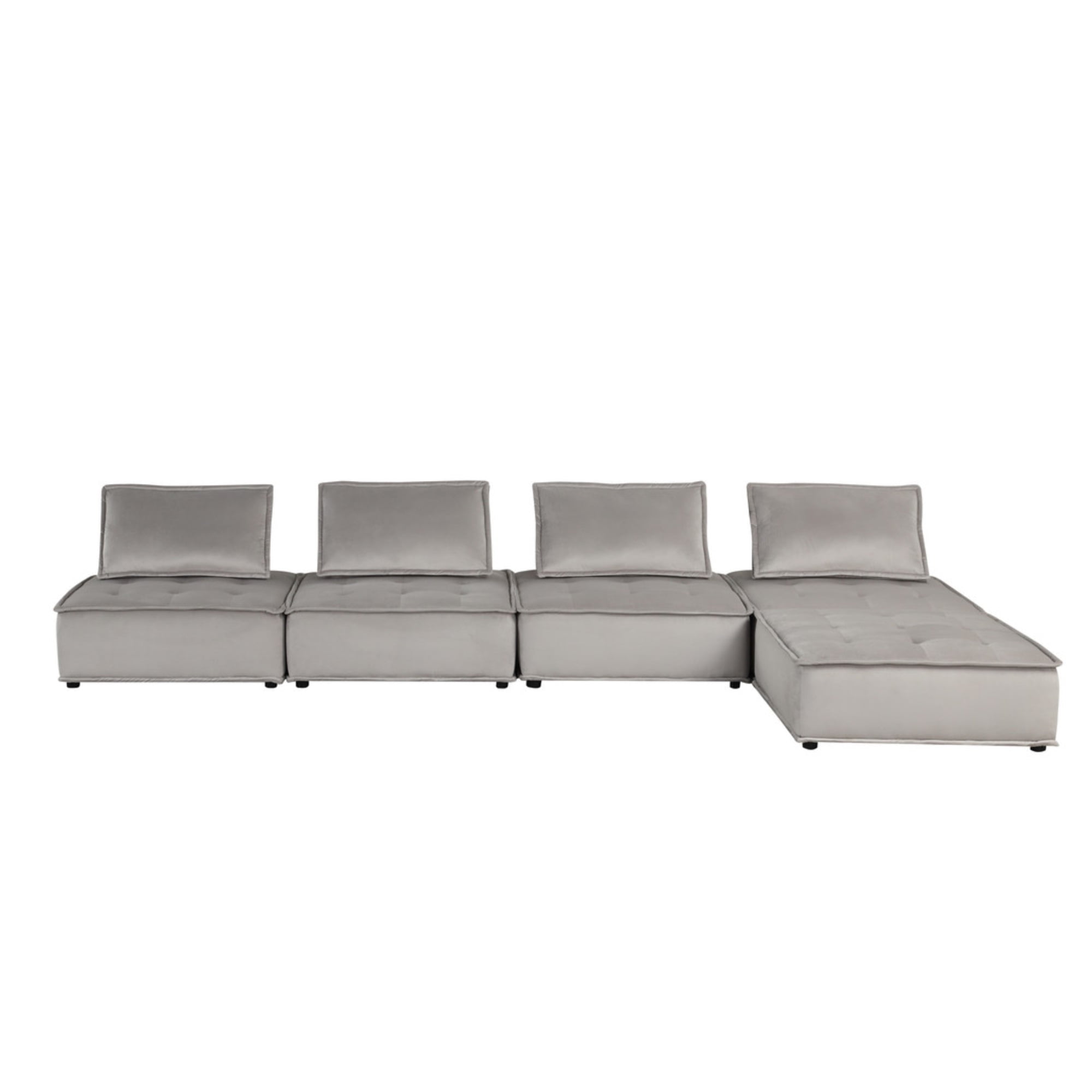 Benjara Alaya 5pc Foam Modular Sectional Sofa with Ottoman, Gray Velvet ...