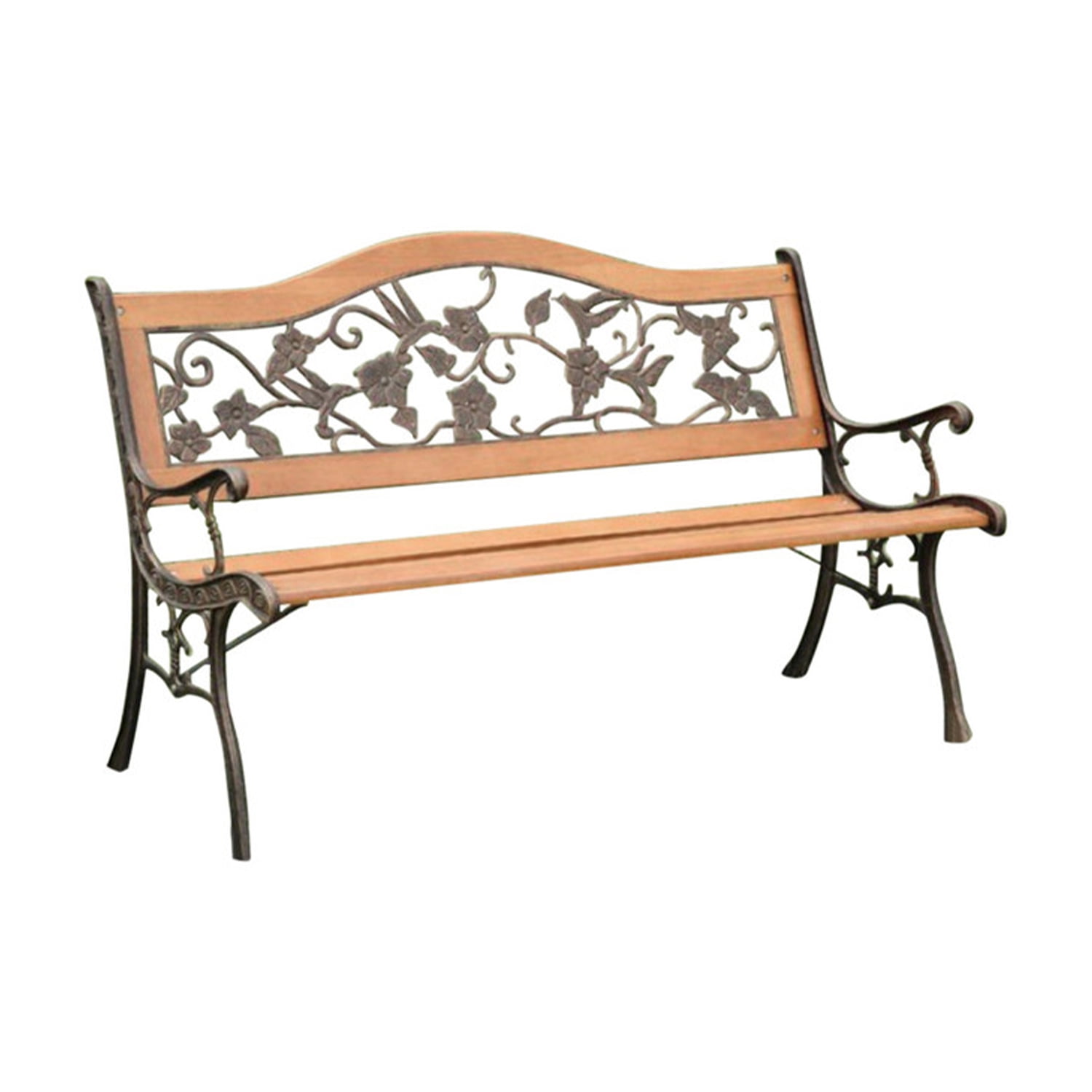 Benjara Alba 23.75" Transitional Wood Park Bench in Antique Oak ...