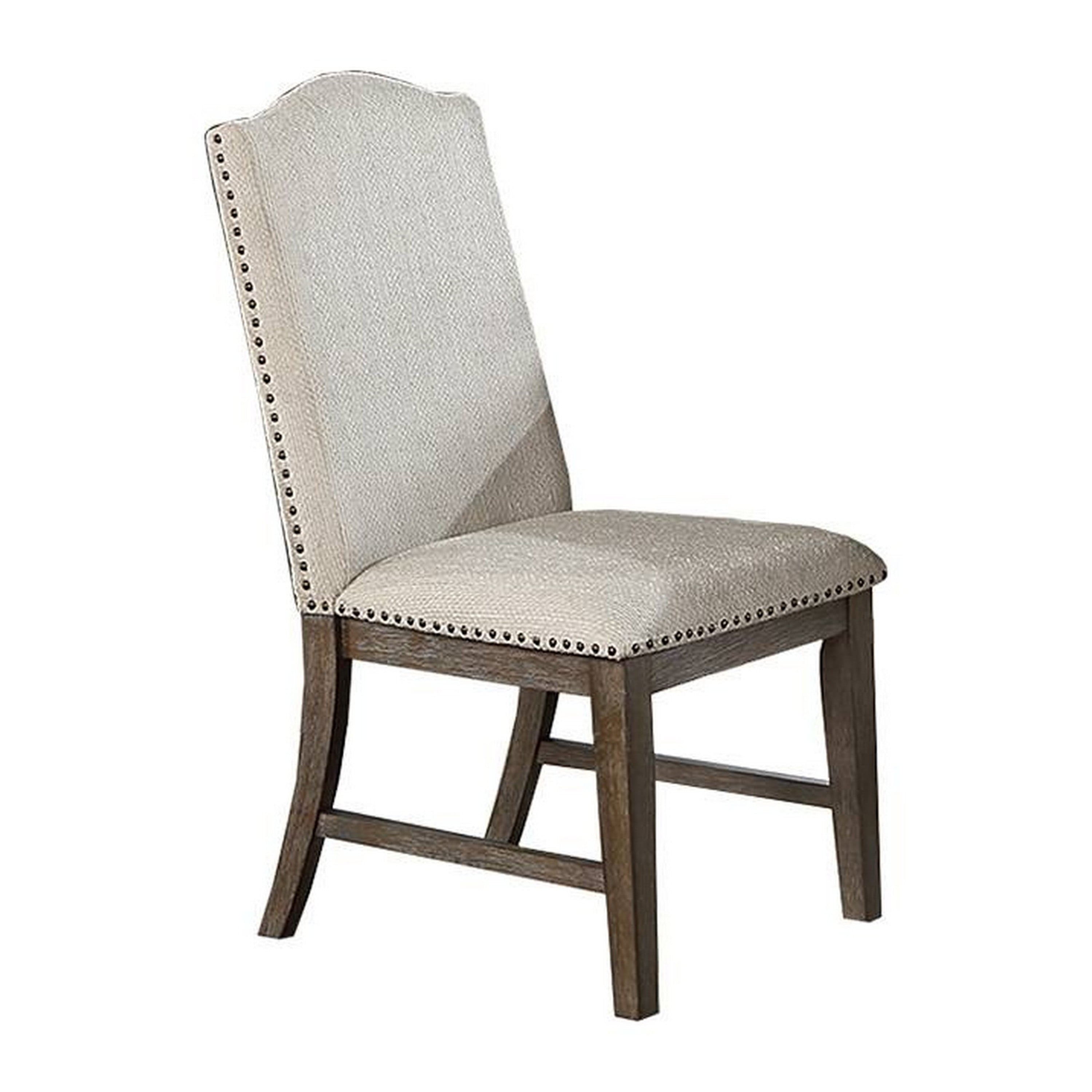 Alex Dining Side Chair Set of 2, High Back, Nailhead Brown Wood, Beige - Walmart.com