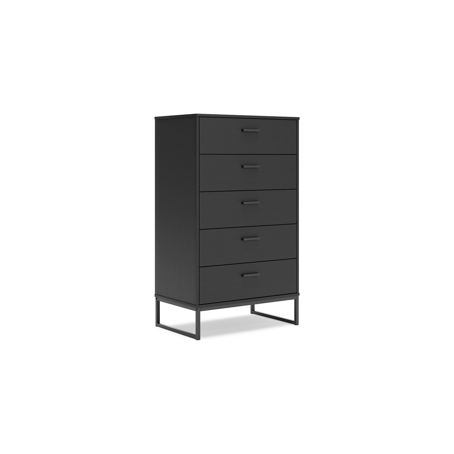 Alli Tall Dresser Chest, 5 Drawers, Matte Black, Metal Base, 51 Inch ...