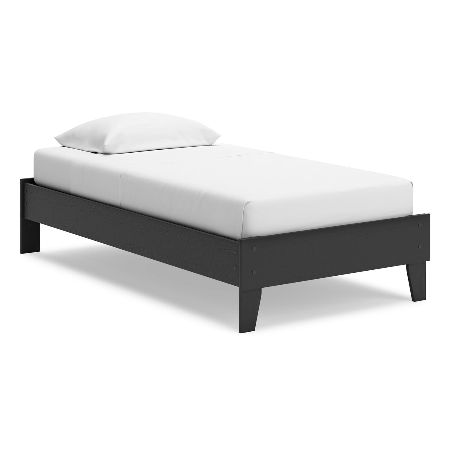 Alli Twin Size Platform Bed, Matte Black Wood Frame with Laminate ...