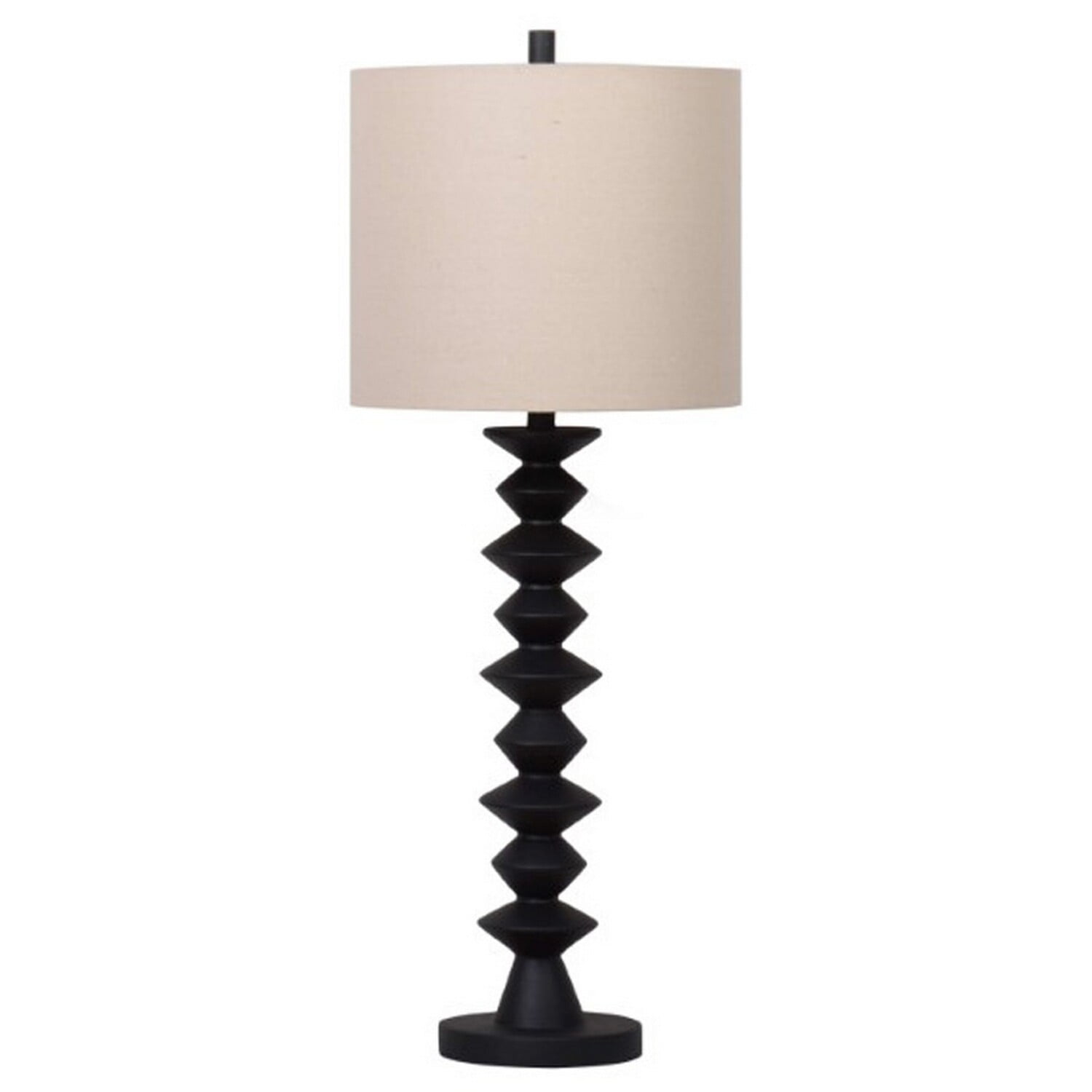 Ando Buffet Table Lamp, Black Turned Fishbone Base, Drum Shade ...