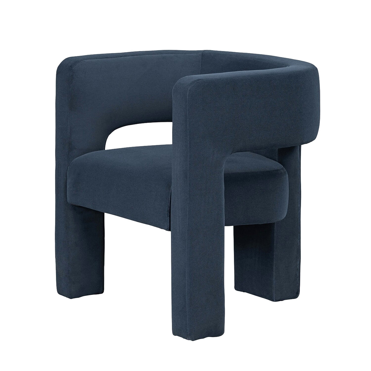 Benjara Aol 27 Inch Accent Chair, Round Open Backrest, Blue Fabric ...