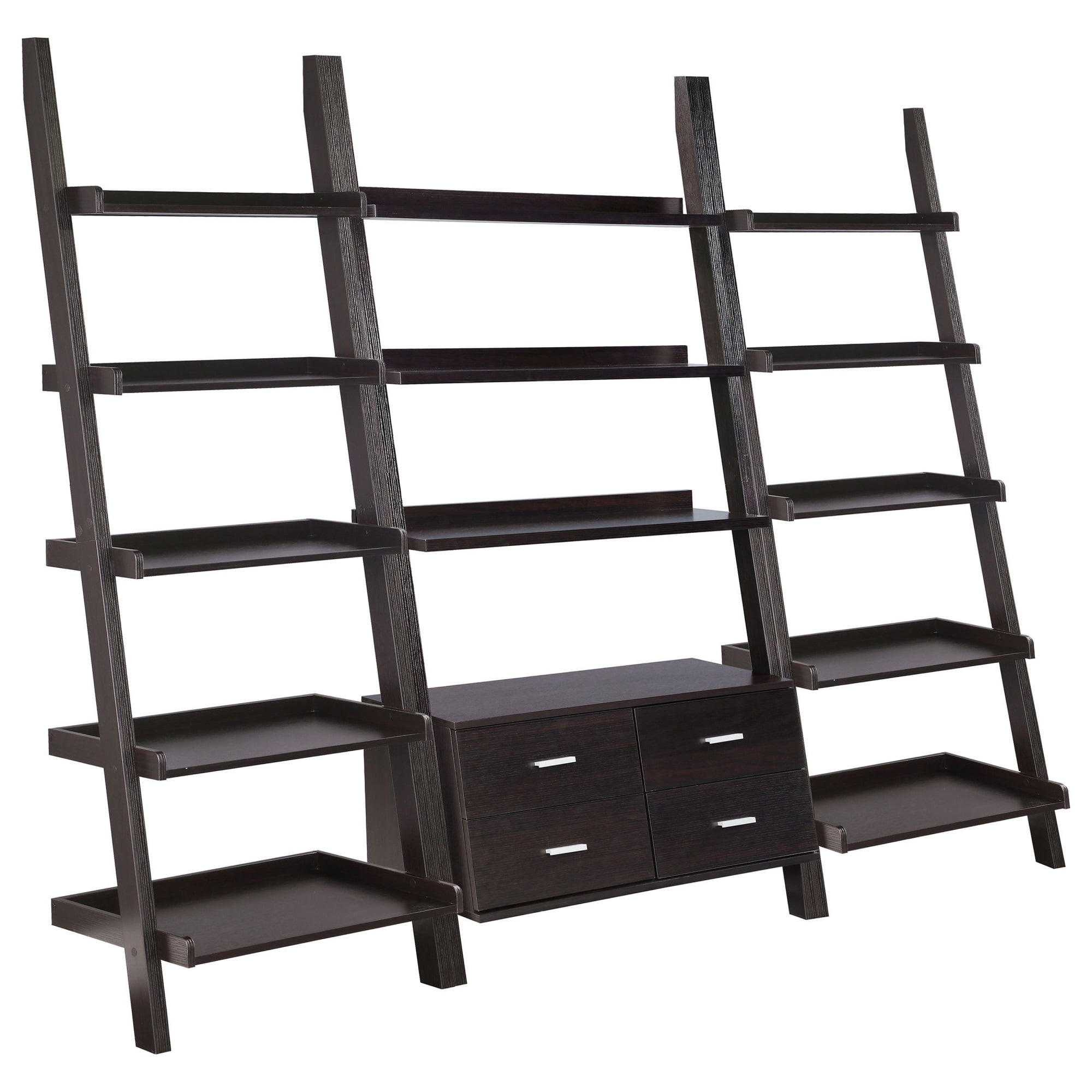 Api 3 Piece Angular Ladder Desk Set, 4 Drawers, 13 Shelves, Dark Brown ...