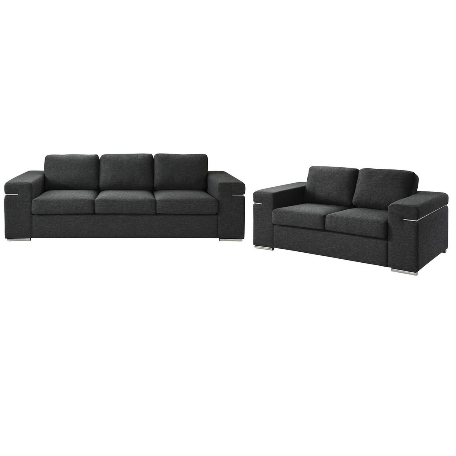 Benjara Aria 2 Piece Modern Sofa and Loveseat Living Room Set, Soft ...