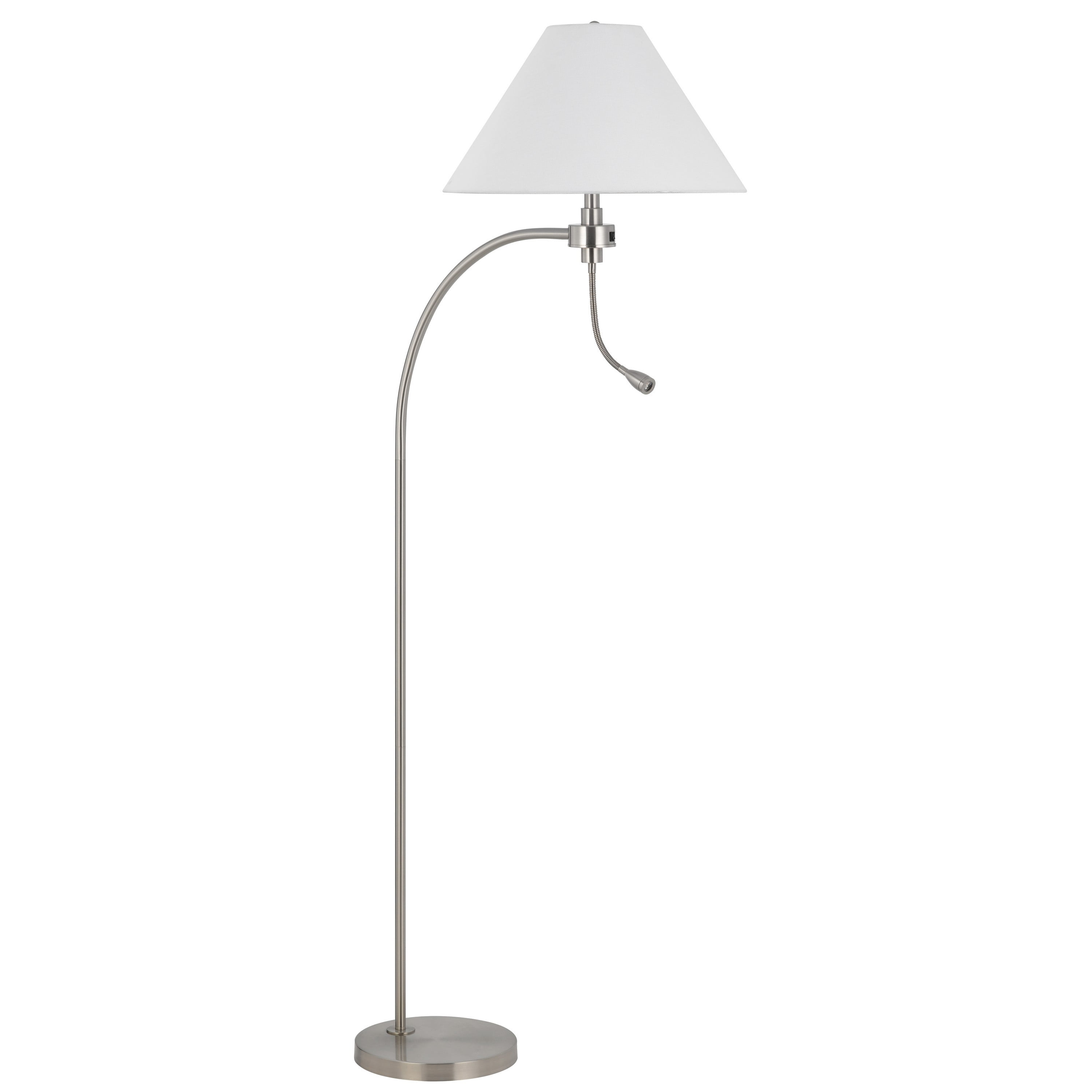 Ashy 68 Inch Floor Lamp, Gooseneck LED, White Shade, Bronze Arc Pole ...