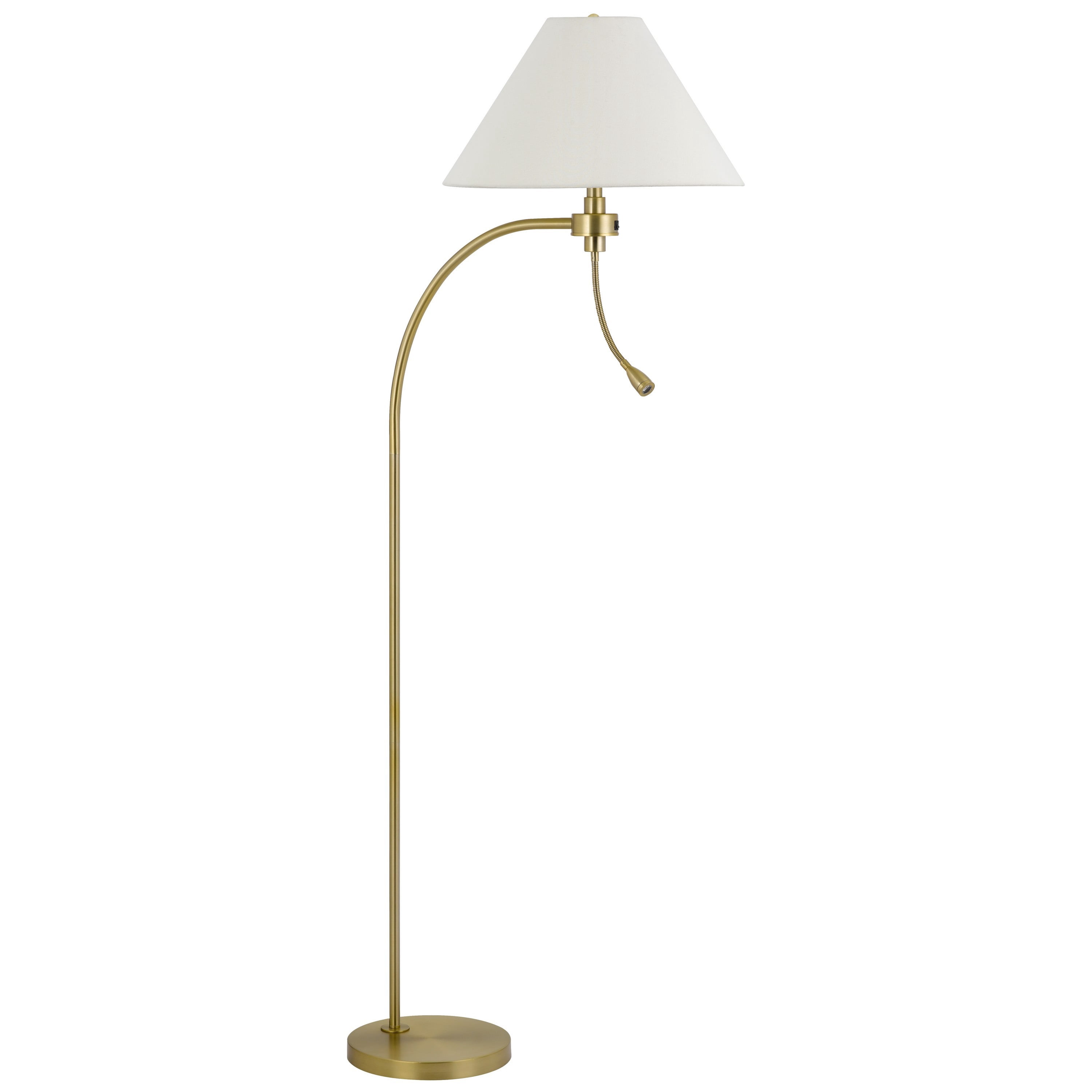 Ashy 68 Inch Task Floor Lamp, Gooseneck LED, White Shade Gold Arc Pole ...