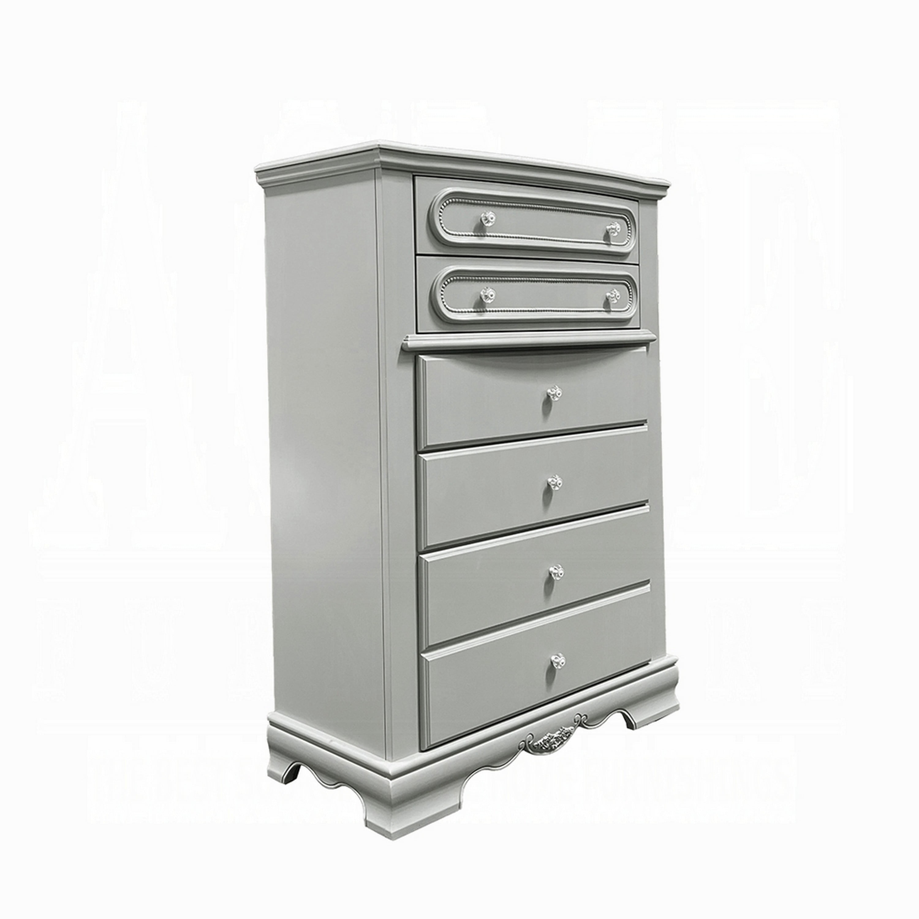 Auri Kids Tall Dresser Chest with 6 Drawers, Scalloped Base, Gray ...