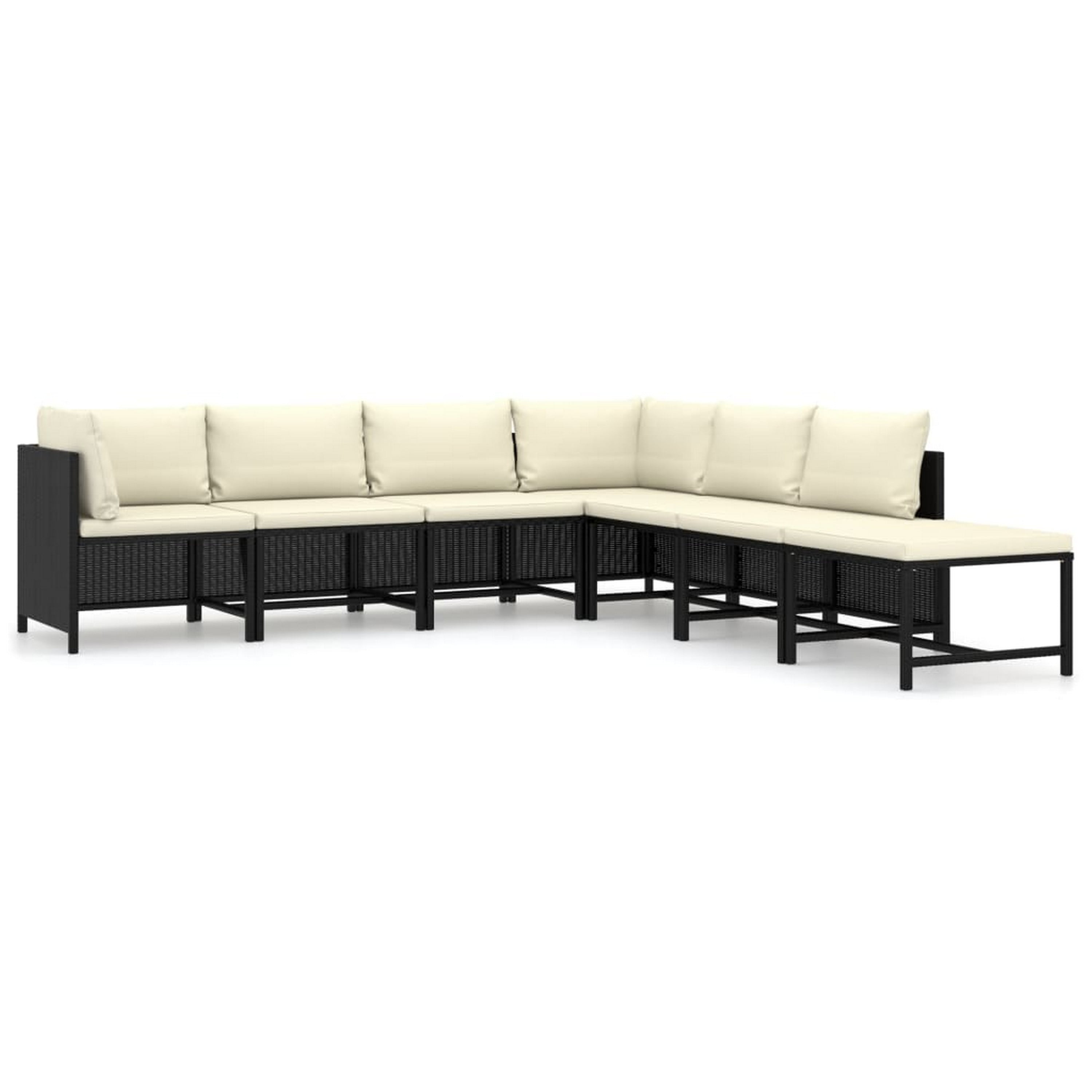 Avio 7pc Outdoor Modular Sofa Set, Square Shape, Poly Rattan, Black ...