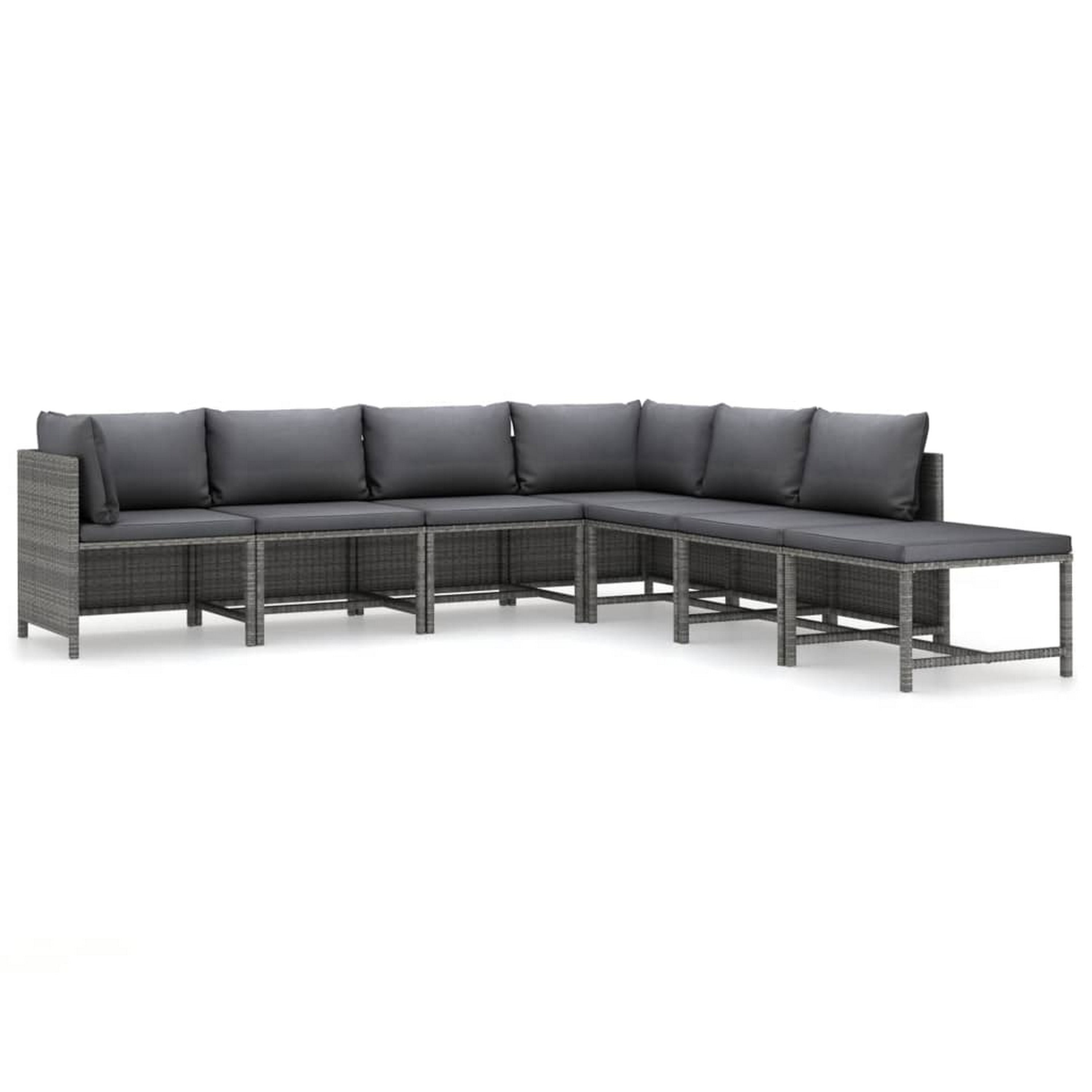 Avio 7pc Outdoor Modular Sofa Set with Ottoman, Dark Gray Poly Rattan ...